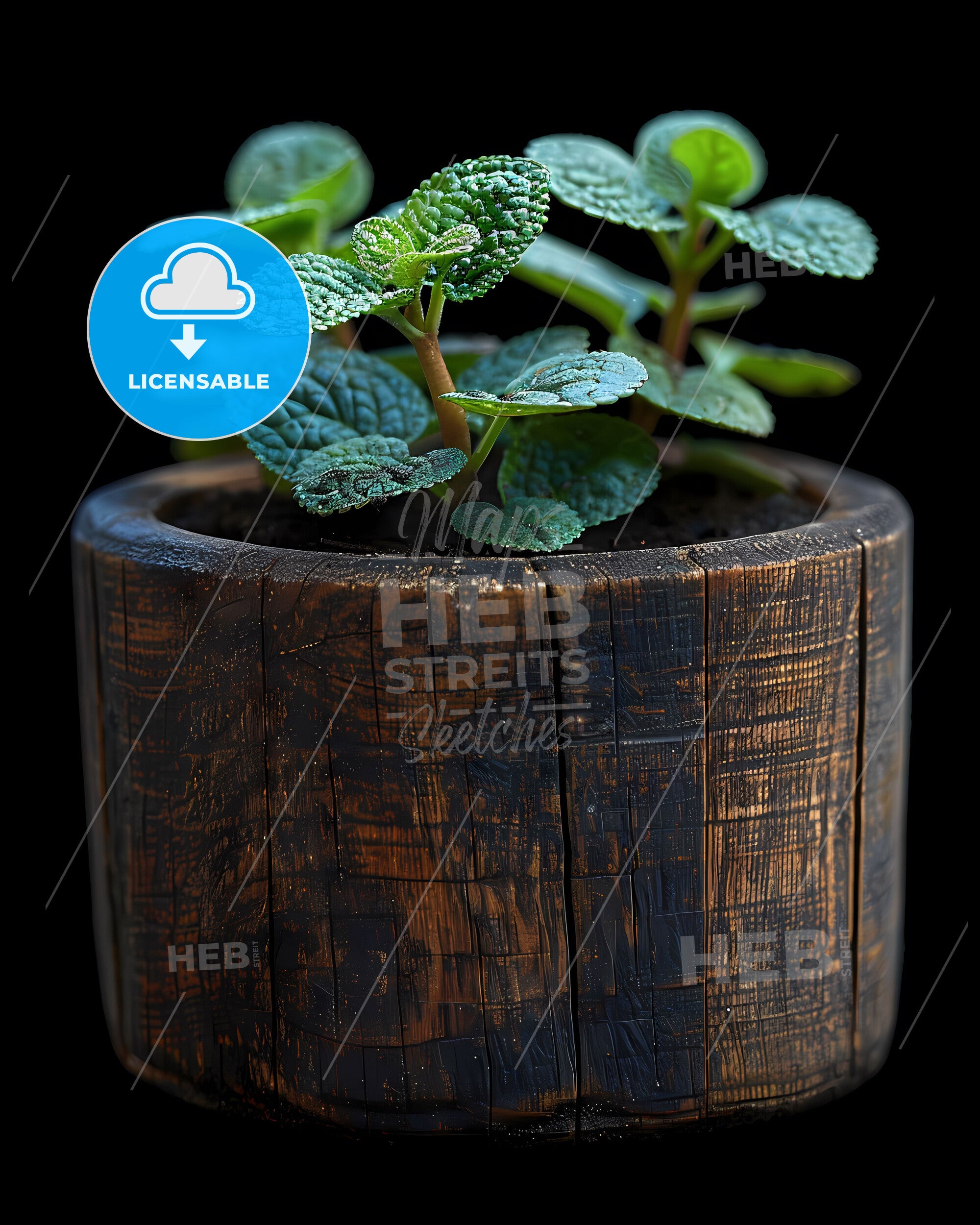 Vibrant Tattoo-Style Euro Coin Plant in Dark Green and Aquamarine ...
