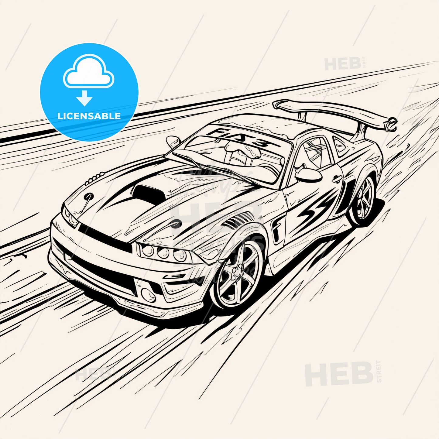mustang race car coloring pages
