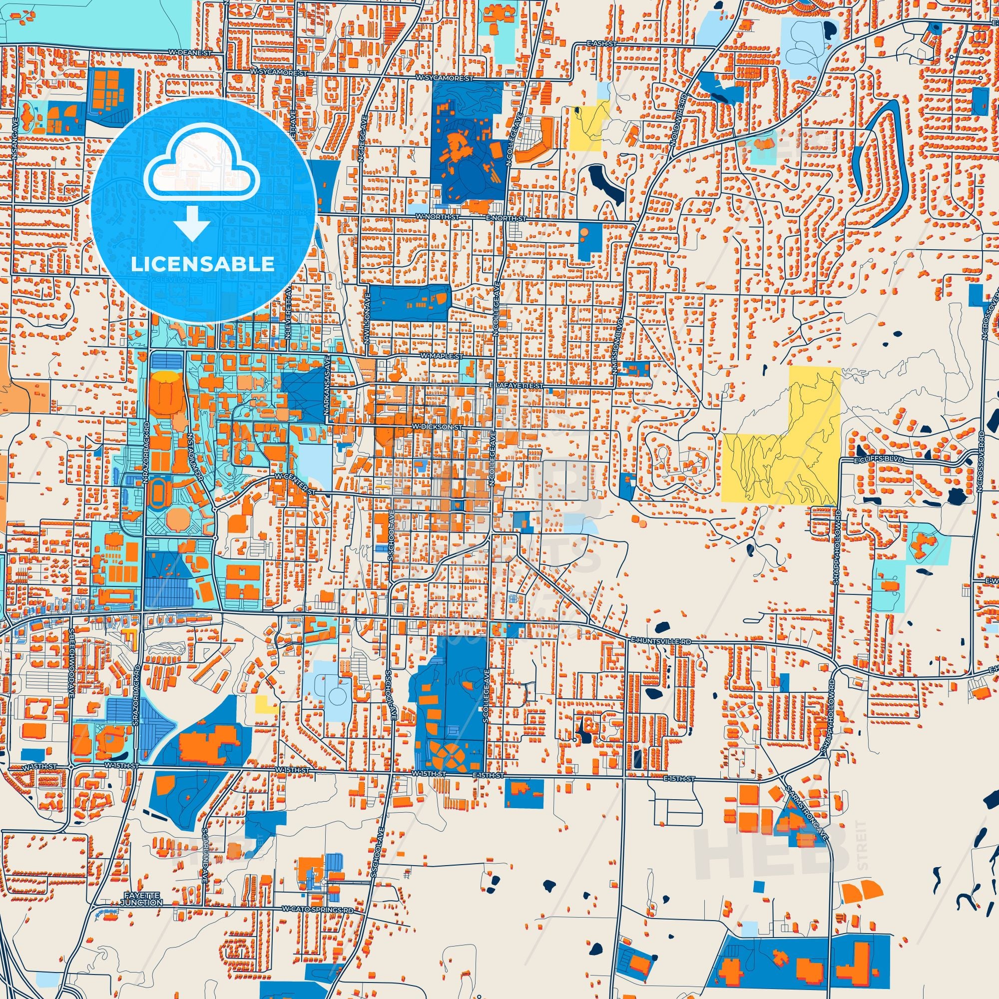 Colorful Fayetteville Street Map With Labels And Buildings – HEBSTREITS
