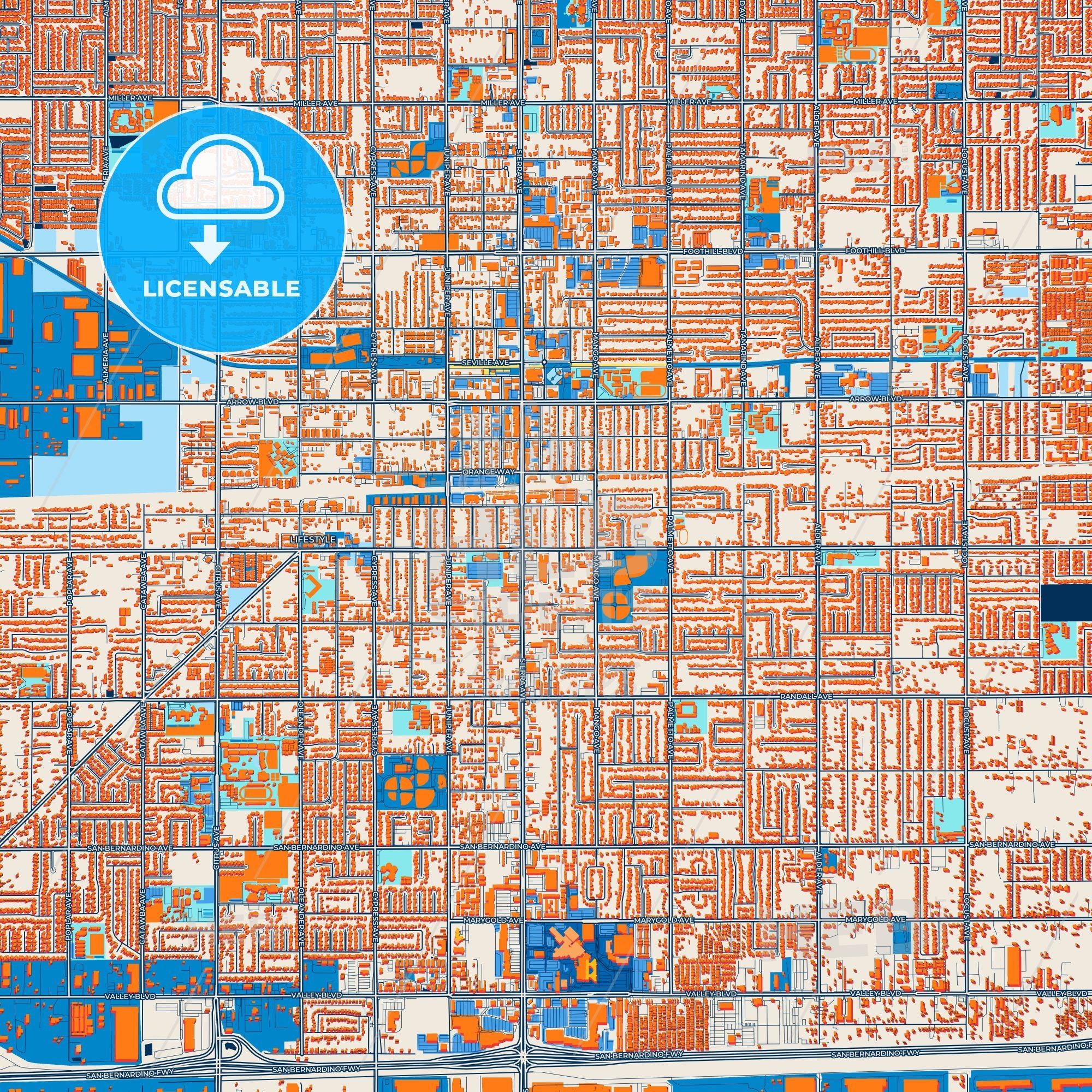 Colorful Fontana Street Map - Digital Download – HEBSTREITS