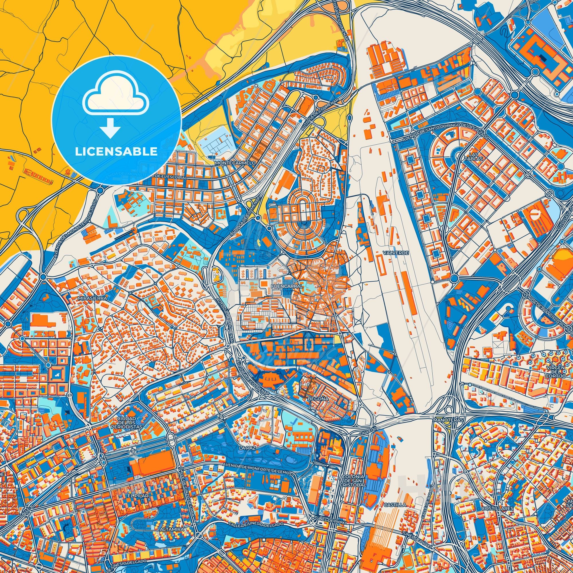 Colorful Fuencarral-El Pardo Street Map - Digital Download – HEBSTREITS
