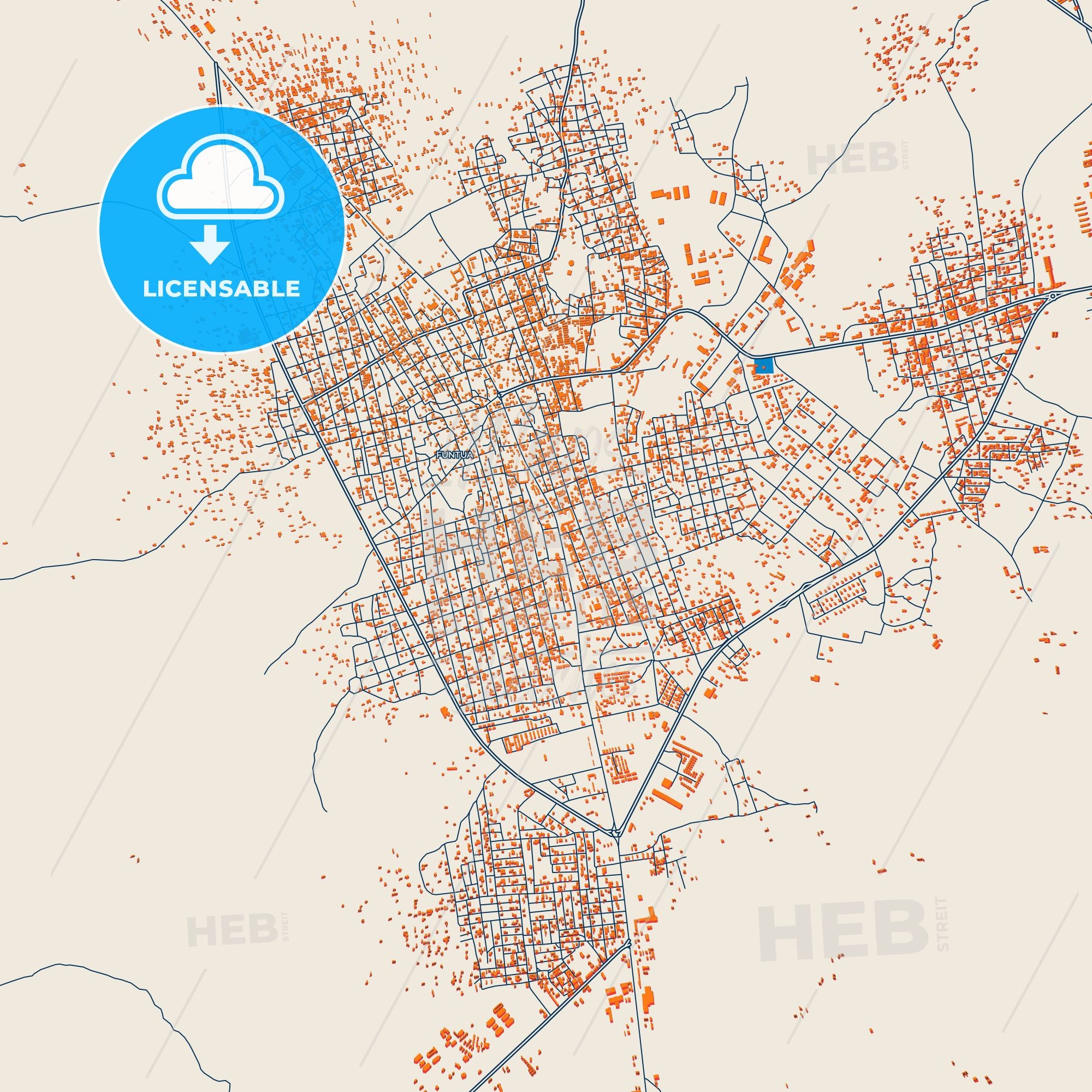 Colorful Funtua Street Map With Labels And Buildings – HEBSTREITS