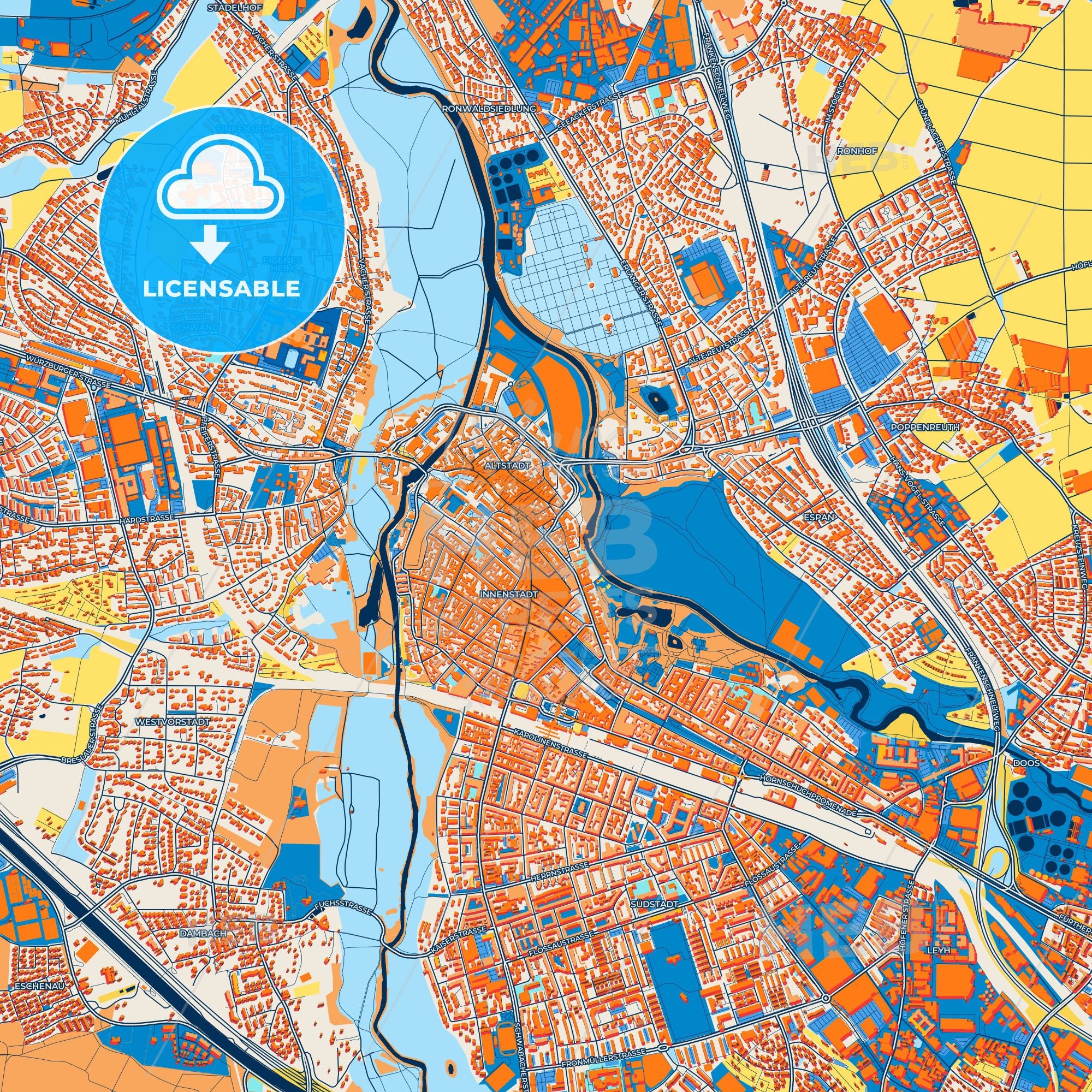Colorful Furth Street Map With Labels And Buildings – HEBSTREITS