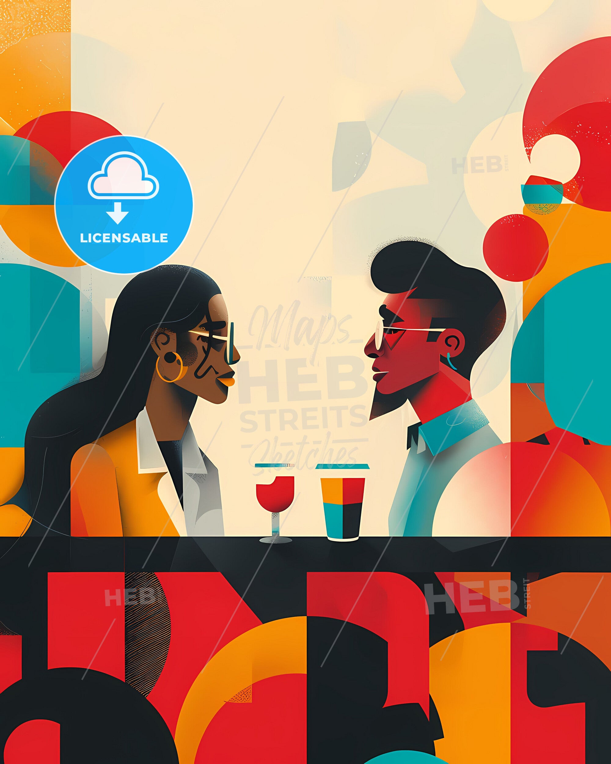 Artistic Onboarding Process Representation: Bold Colors, Flat Painting ...
