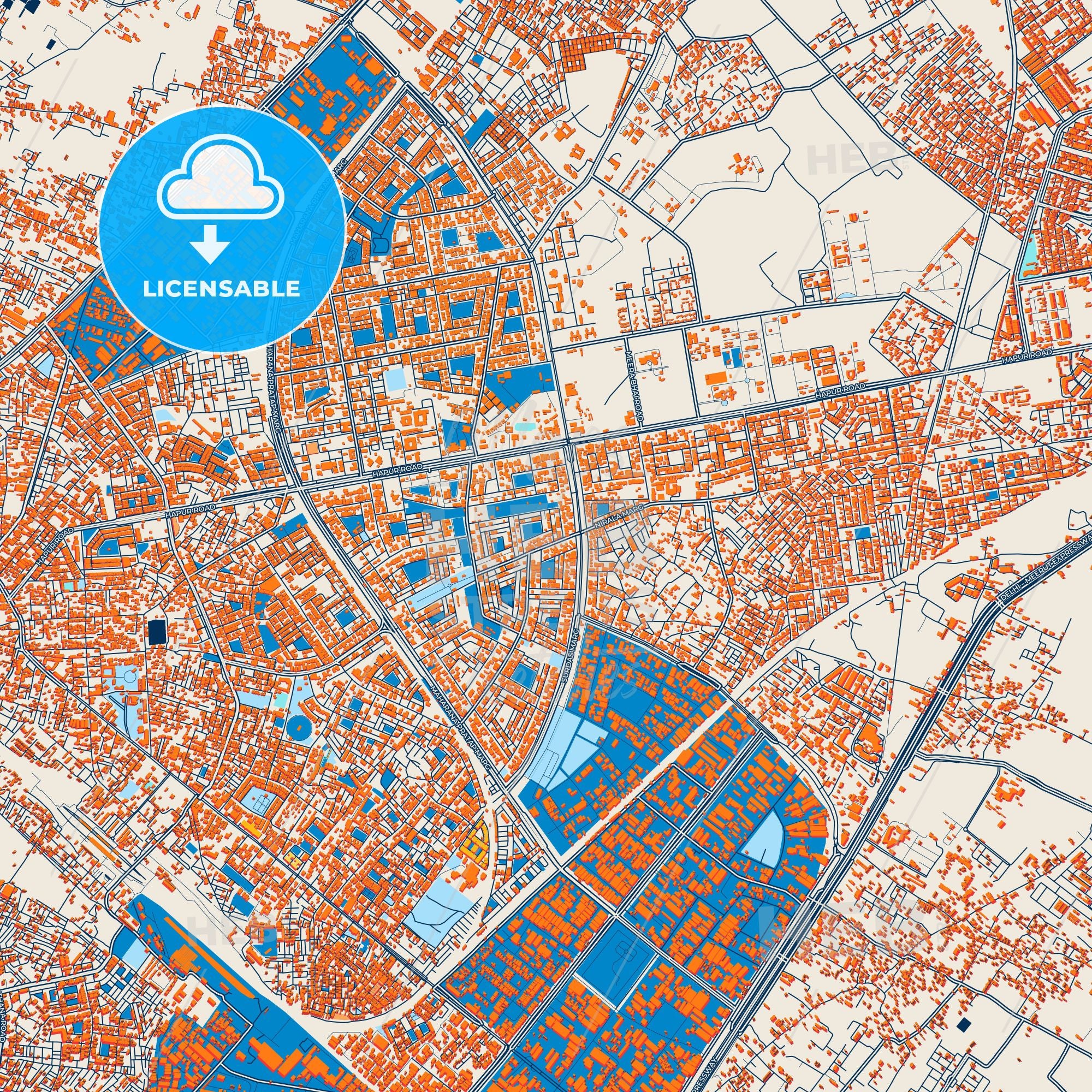 Colorful Ghaziabad Street Map - Digital Download – HEBSTREITS
