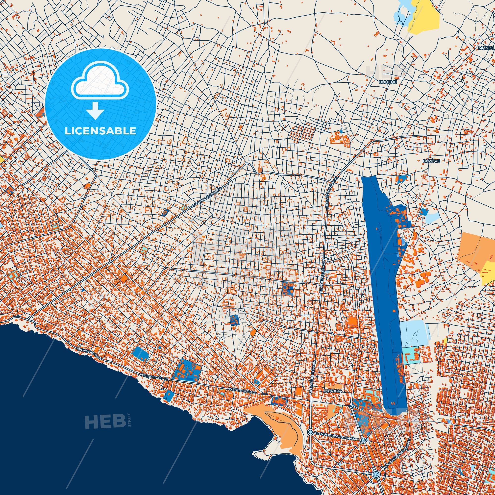 Colorful Goma Street Map - Digital Download – HEBSTREITS