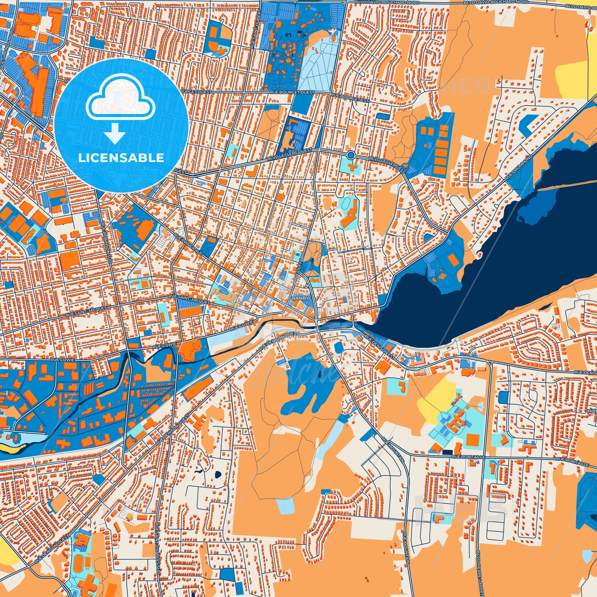 Colorful Granby Street Map With Labels And Buildings – HEBSTREITS