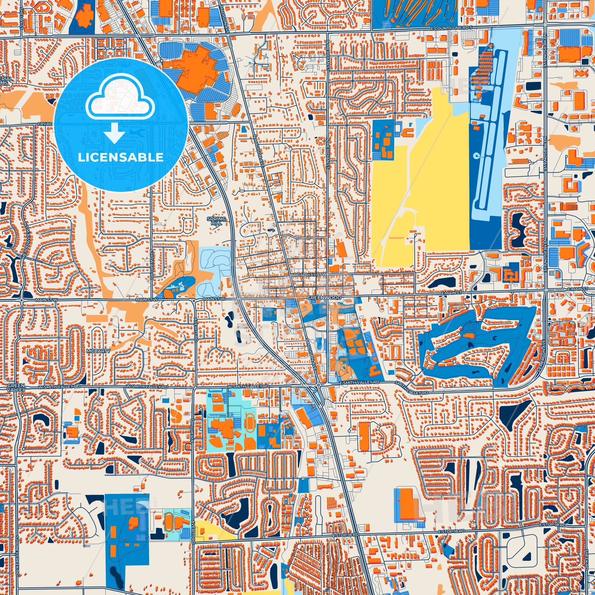 Colorful Greenwood Street Map - Digital Download – HEBSTREITS
