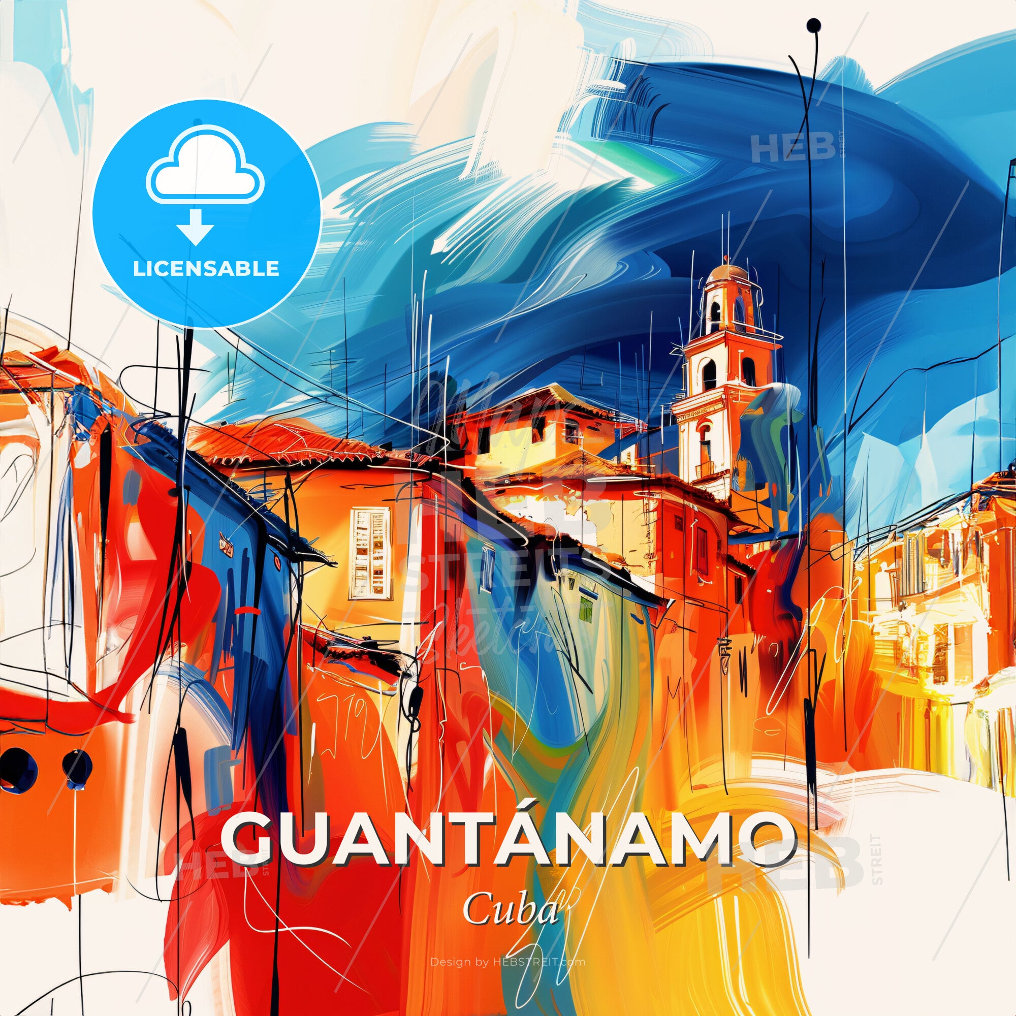 Vibrant Guantánamo, Cuba - A Colorful Painting Of Buildings – HEBSTREITS