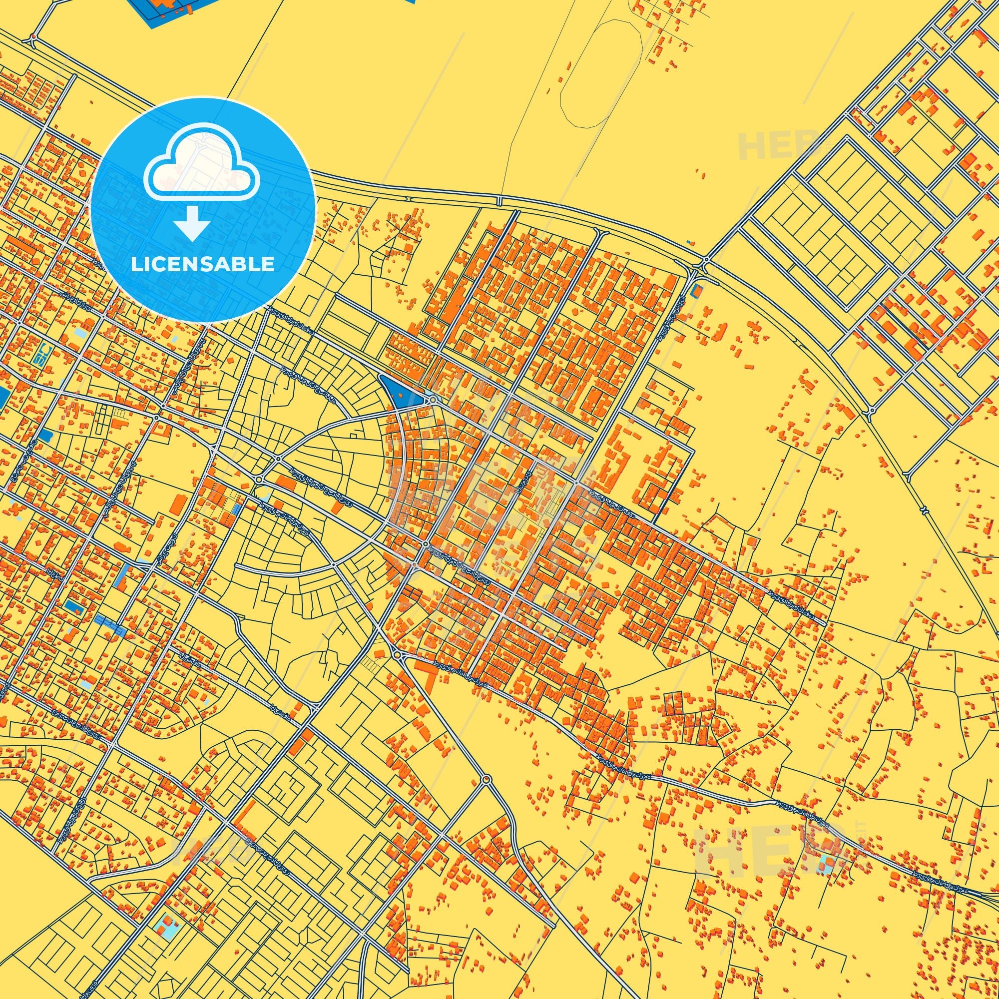 Colorful Gurayat Street Map With Labels And Buildings – HEBSTREITS
