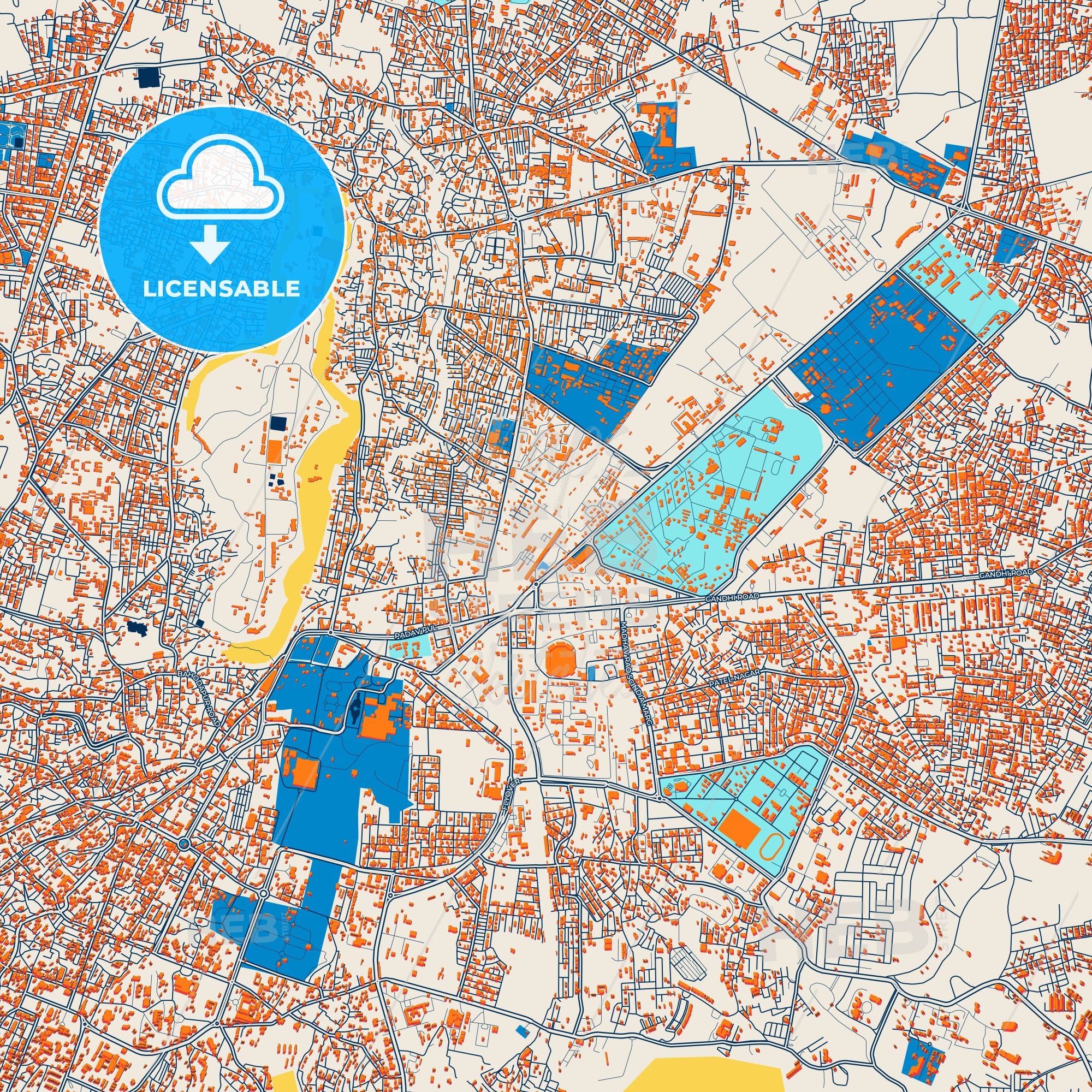 Colorful Gwalior Street Map - Digital Download – HEBSTREITS