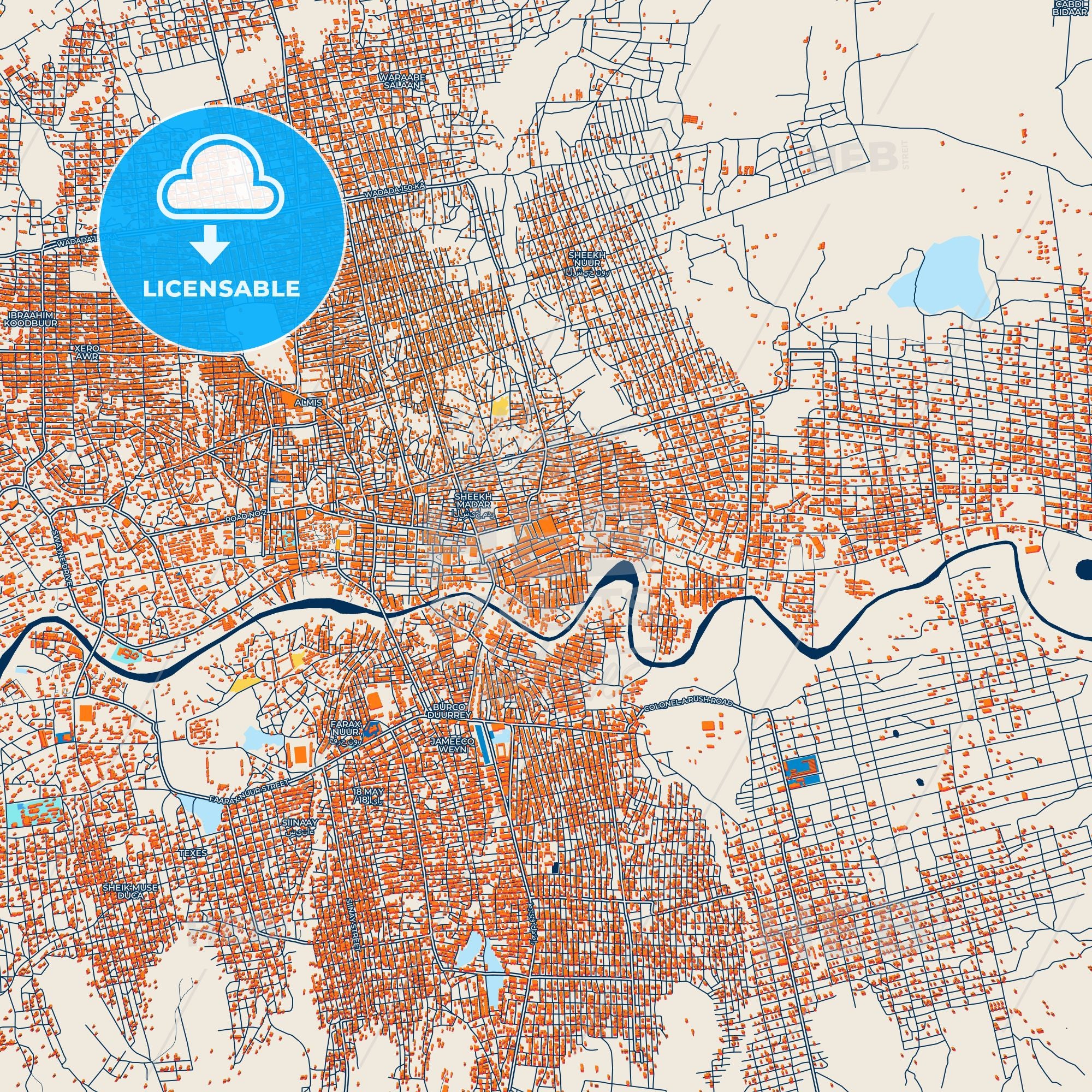 Colorful Hargeysa Street Map - Digital Download – HEBSTREITS