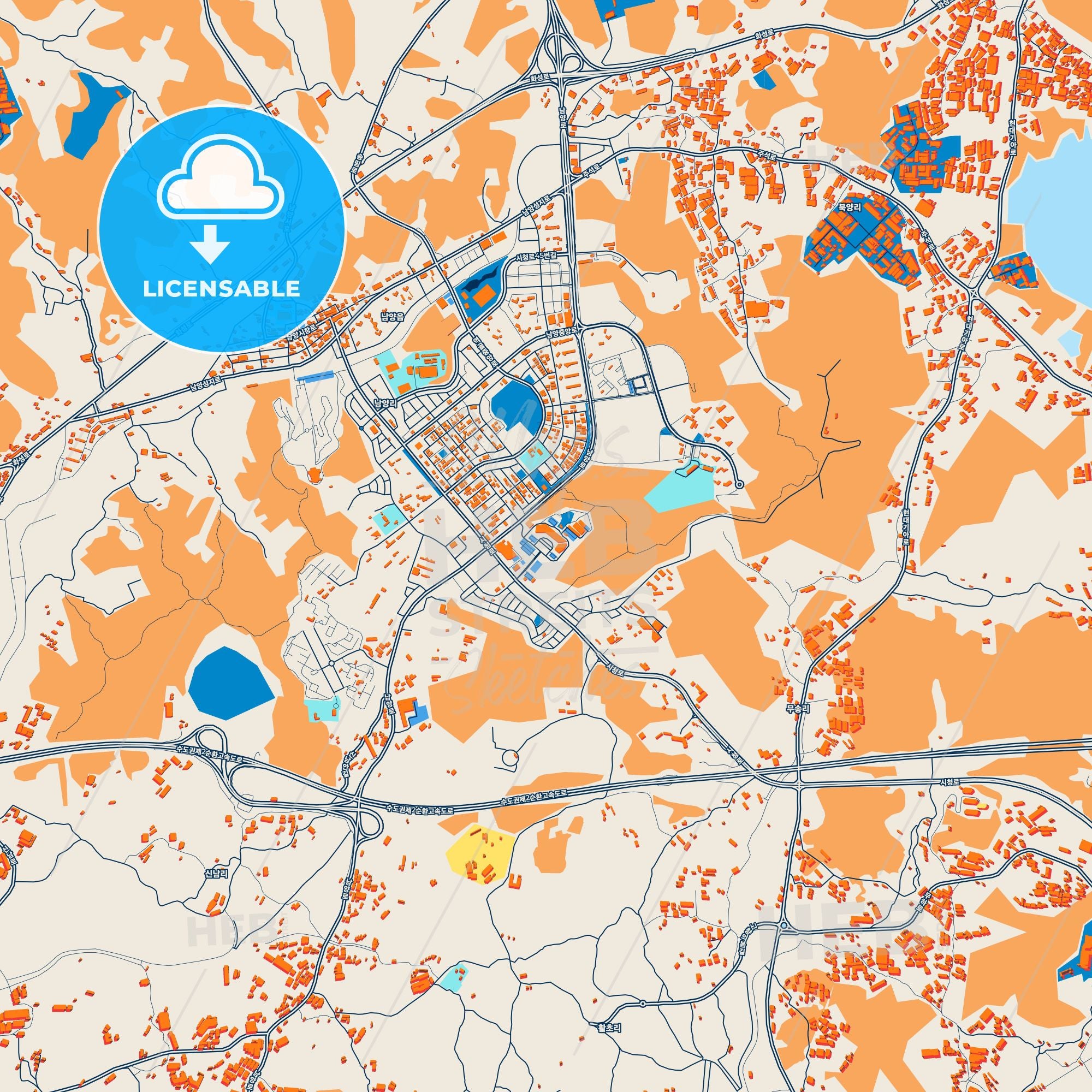 Colorful Hwaseong Street Map - Digital Download – HEBSTREITS