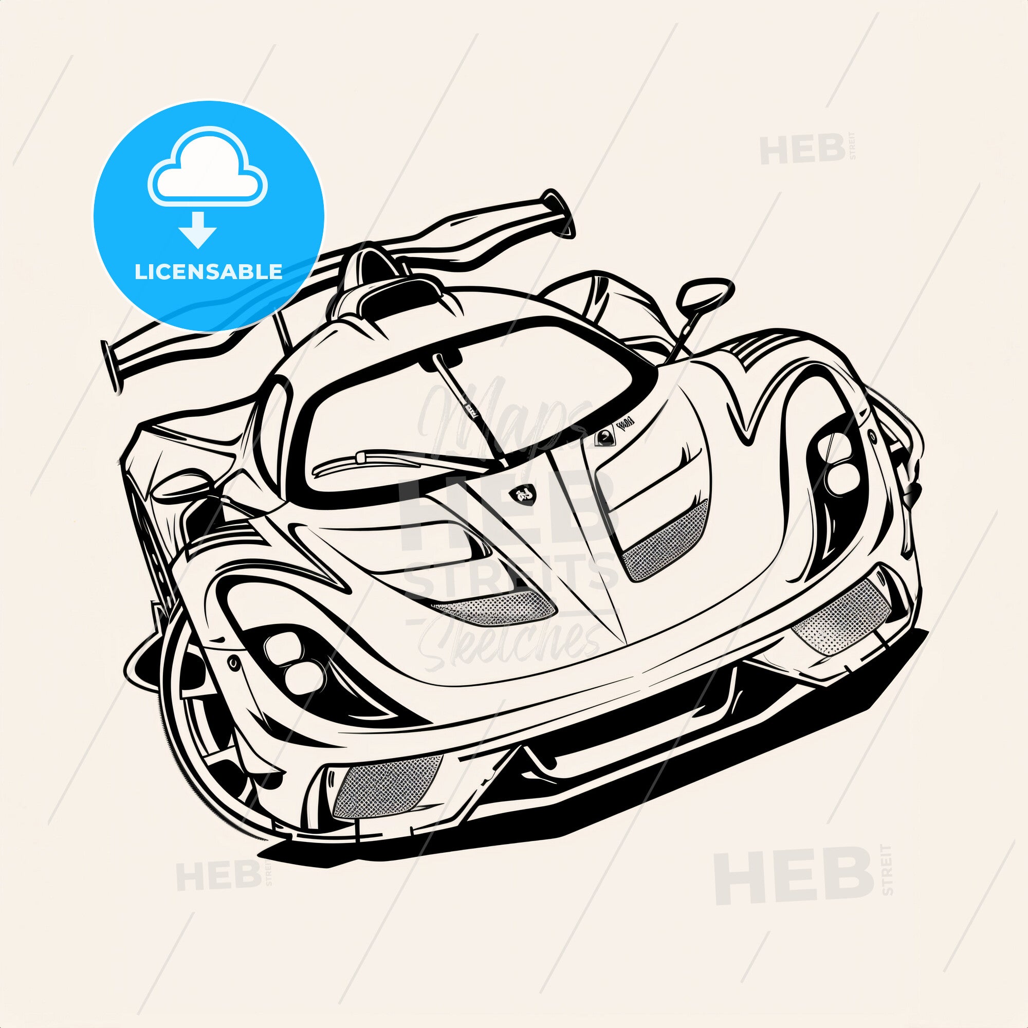 Hypercar - A Black And White Drawing Of A Sports Car – HEBSTREITS