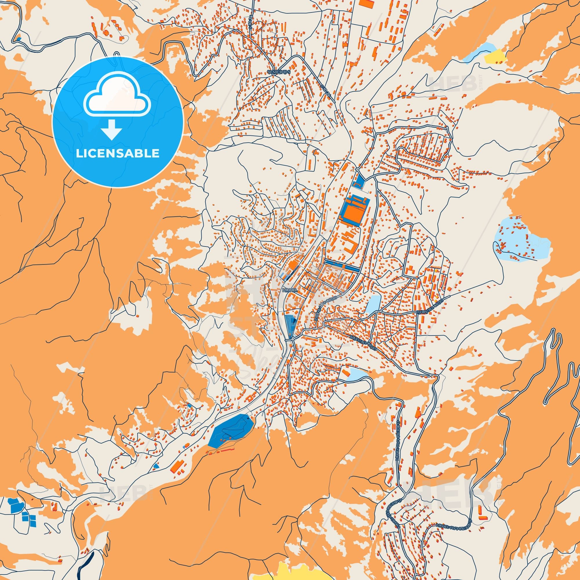 Colorful Ijevan Street Map - Digital Download – HEBSTREITS