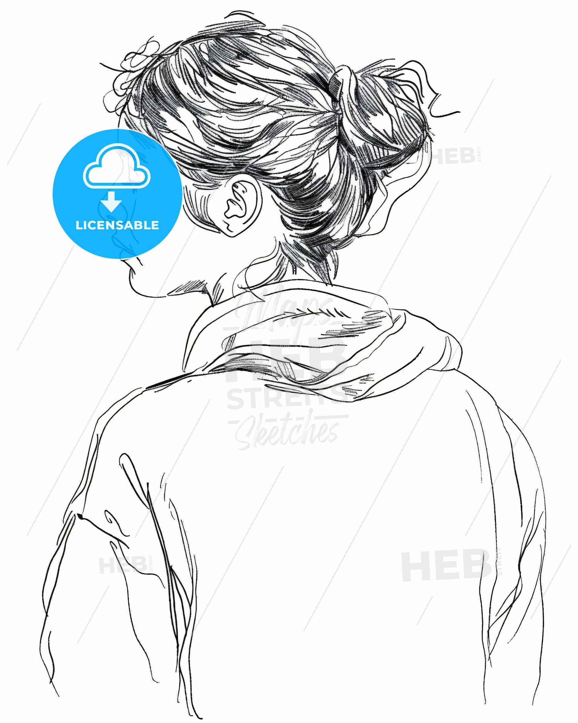 Minimalist Ink Lines Female Torso Art - HEBSTREITS Stock Image