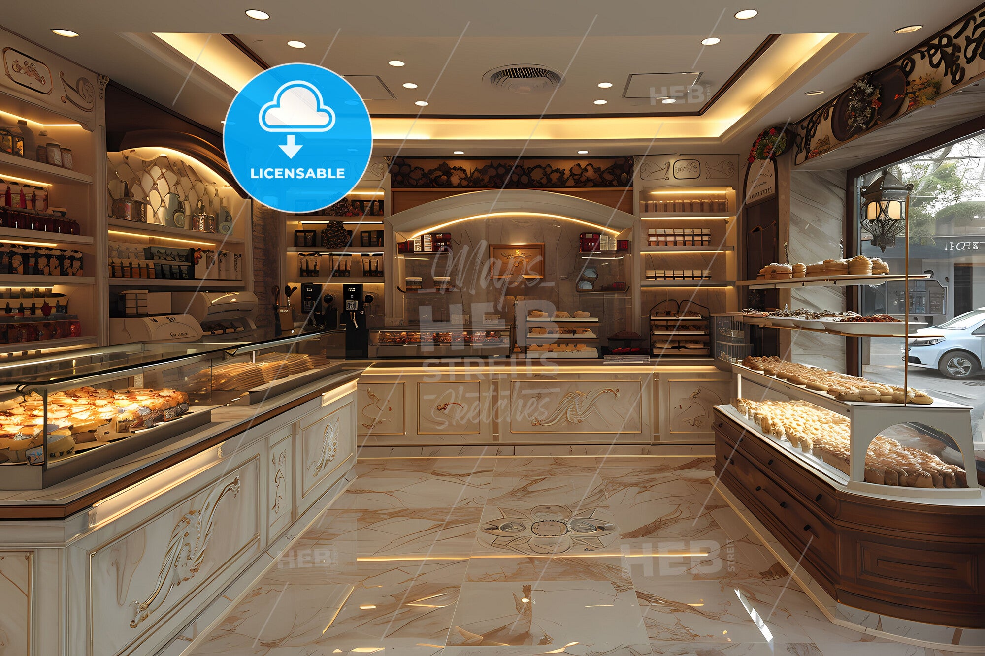 Interior Of A Bakery With Modern And Classy Style Featuring A Vibrant ...
