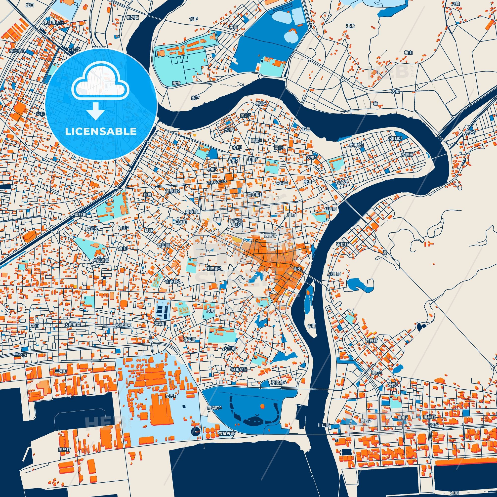 Colorful Ishinomaki Street Map - Digital Download – HEBSTREITS