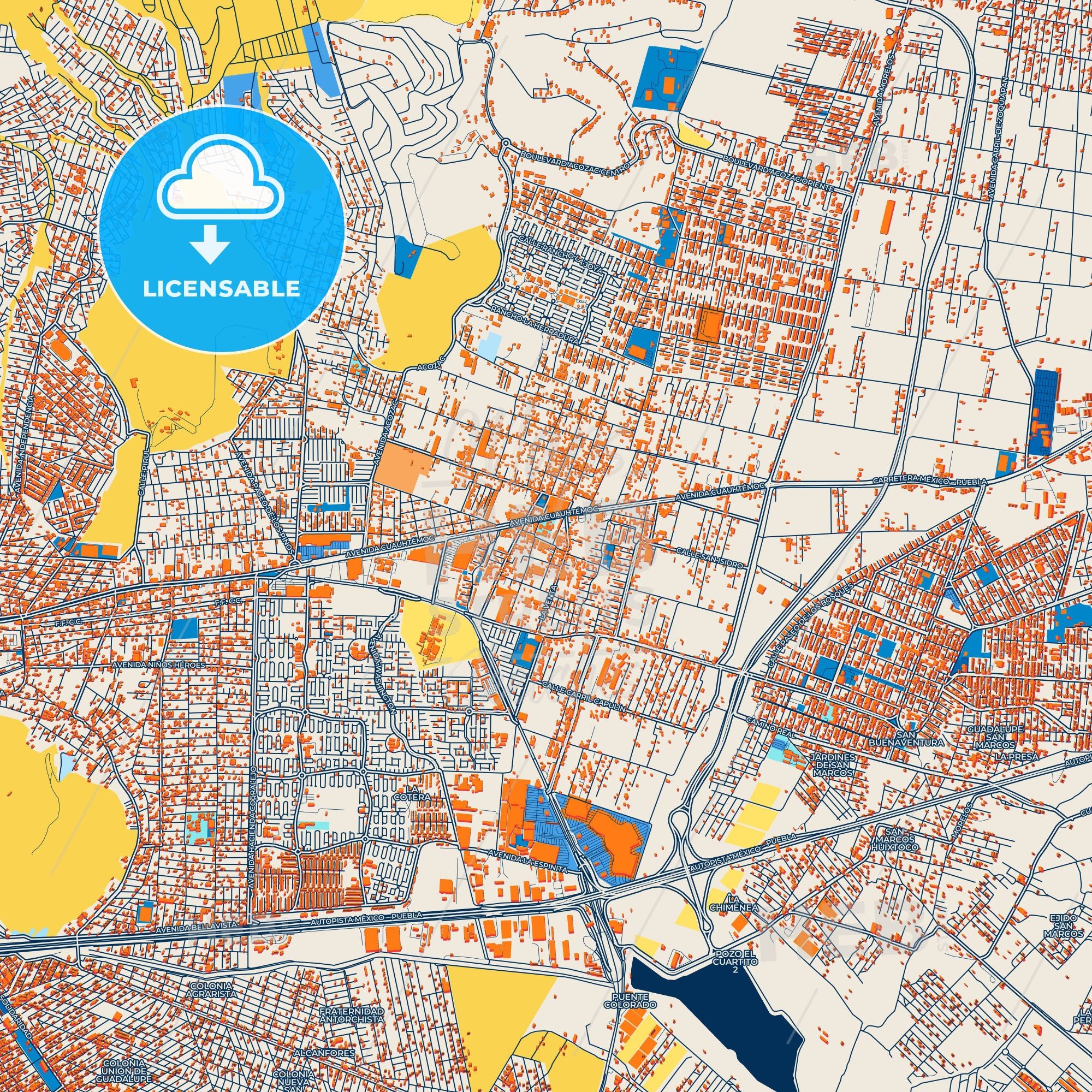 Colorful Ixtapaluca Street Map - Digital Download – HEBSTREITS