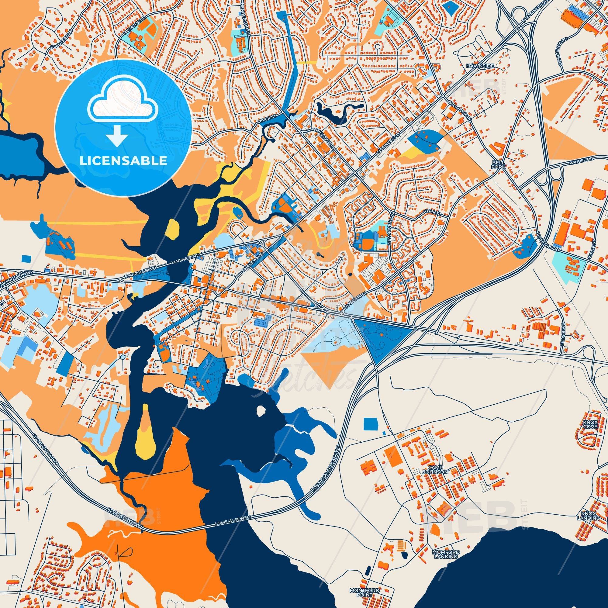 Colorful Jacksonville Street Map - Digital Download – HEBSTREITS