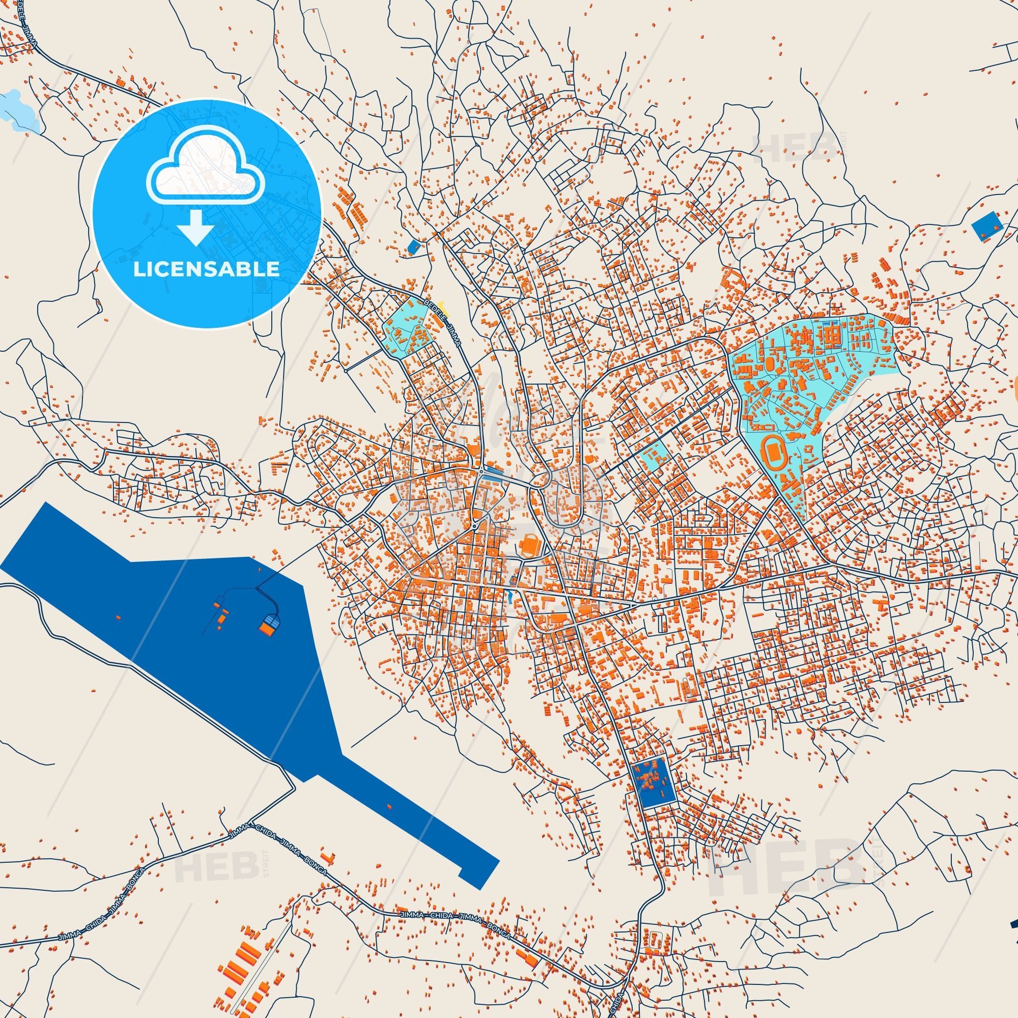 Colorful Jimma Street Map - Digital Download – HEBSTREITS