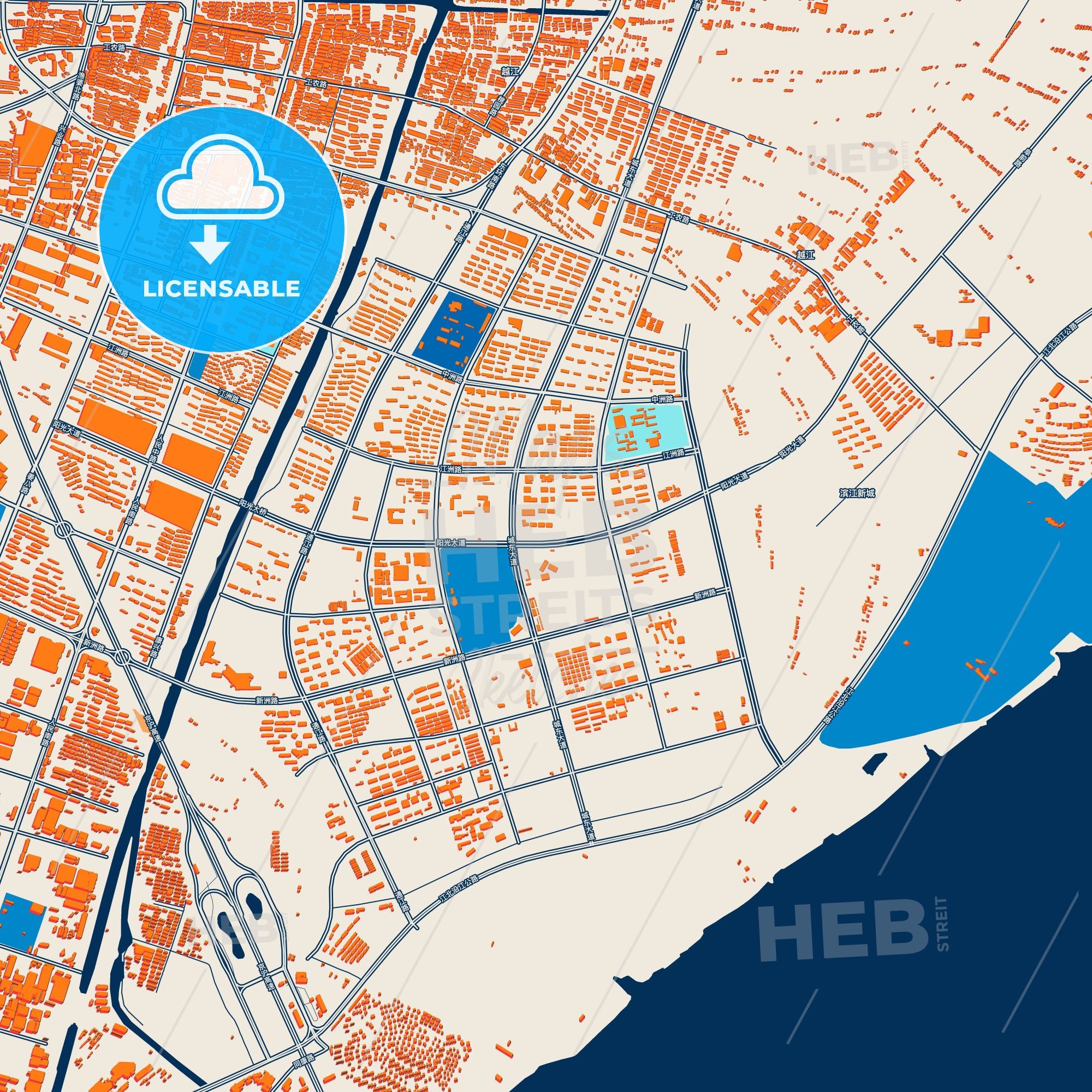 Colorful Jingjiang Street Map - Digital Download – HEBSTREITS