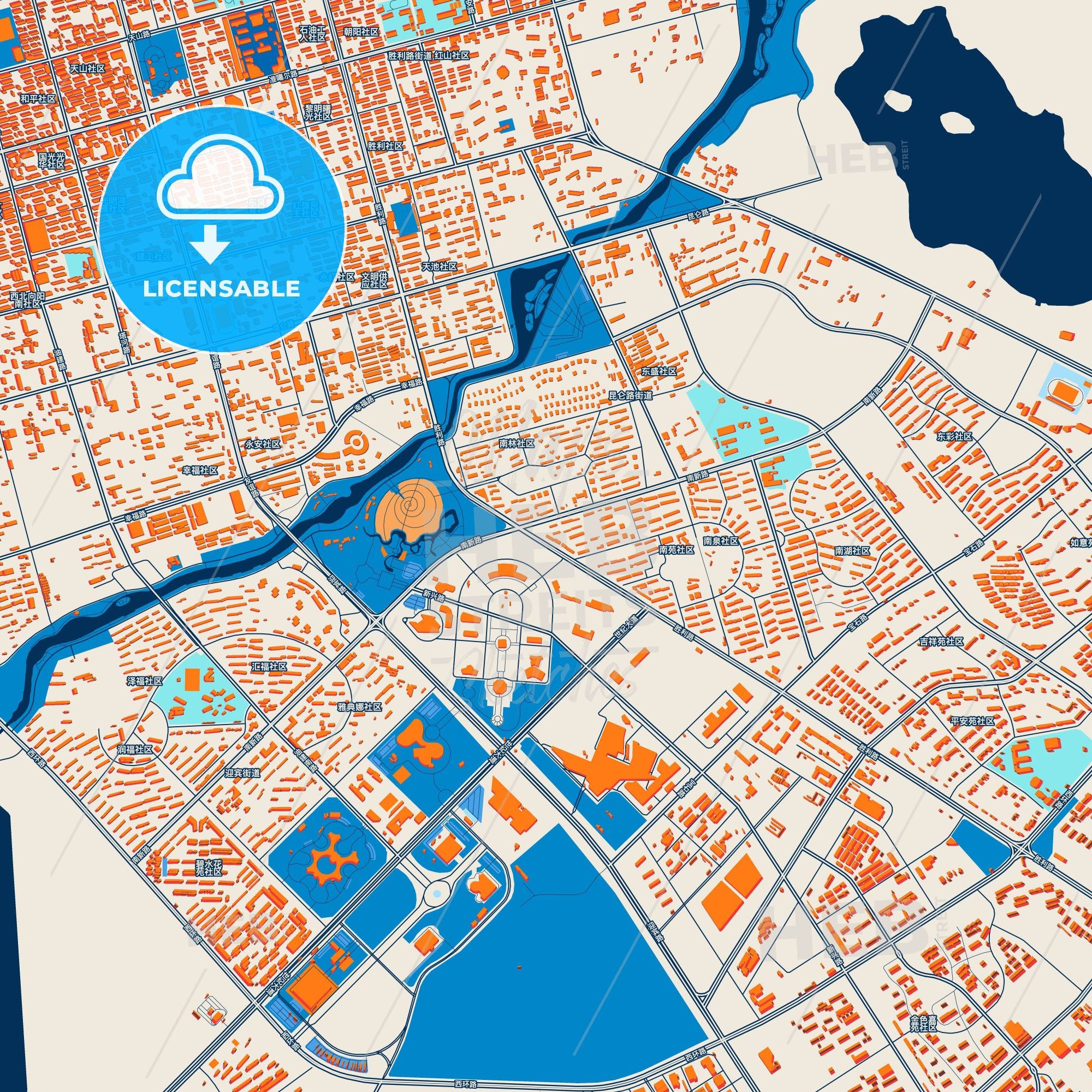 Colorful Karamay Street Map - Digital Download – HEBSTREITS