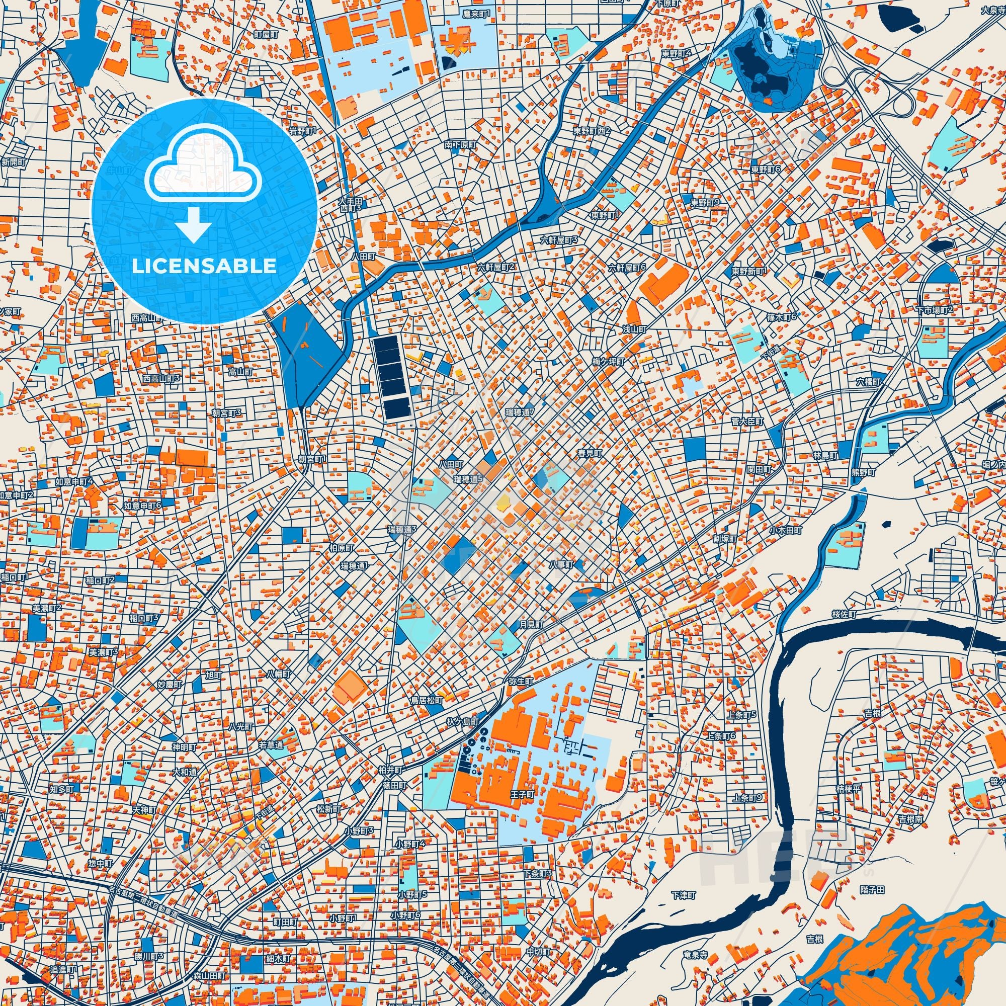 Colorful Kasugai Street Map - Digital Download – HEBSTREITS
