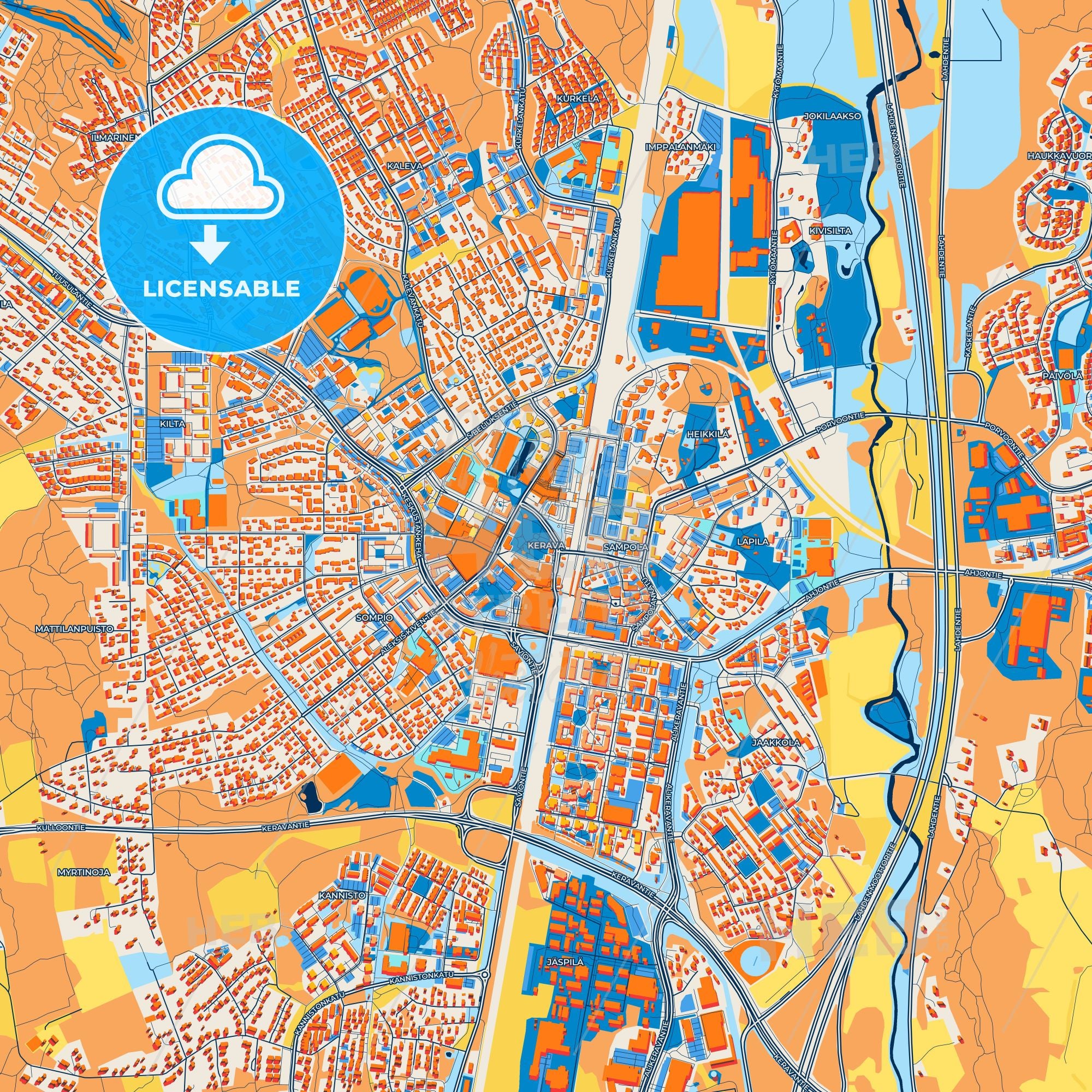 Colorful Kerava Street Map - Digital Download – HEBSTREITS