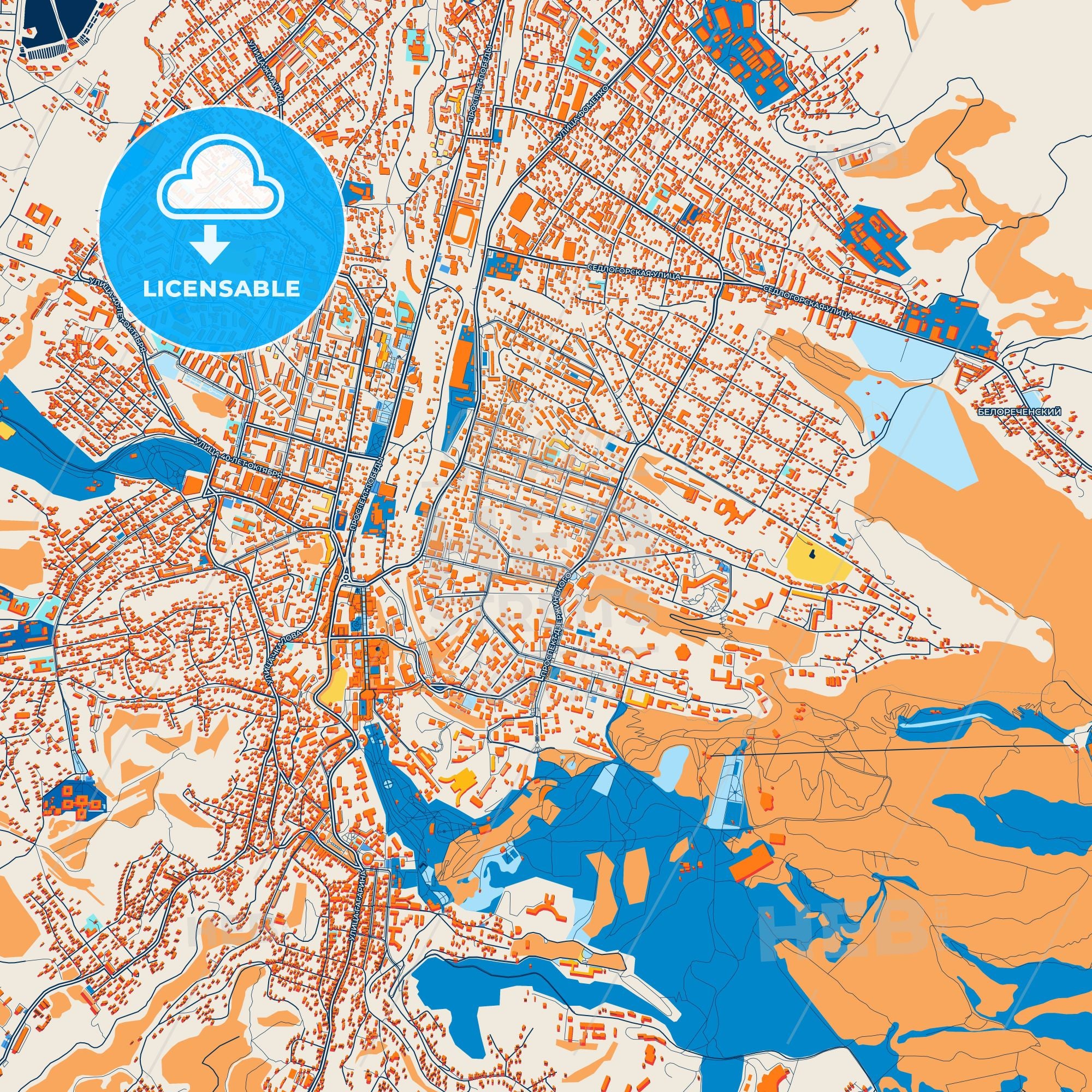 Colorful Kislovodsk Street Map - Digital Download – HEBSTREITS