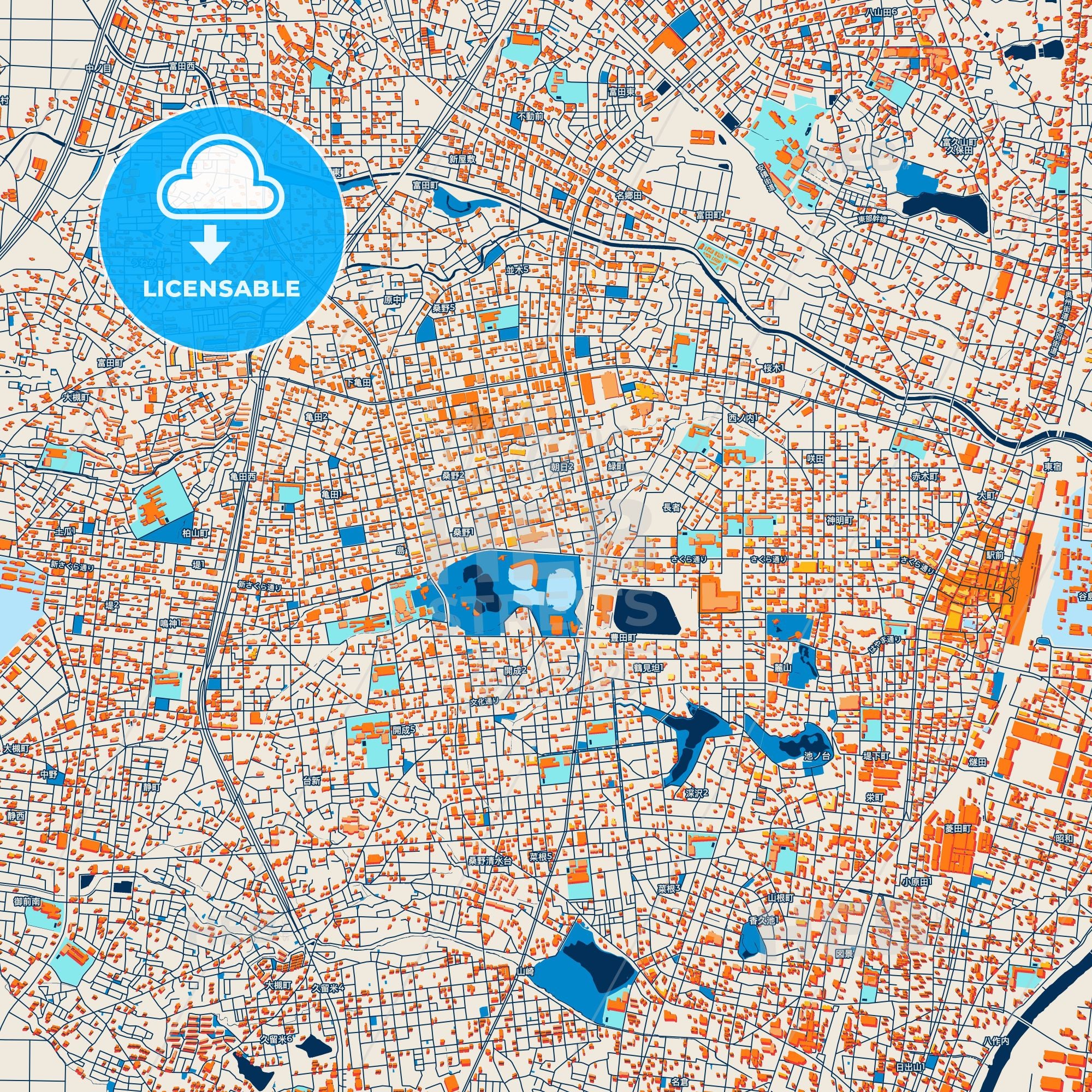 Colorful Kōriyama Street Map - Digital Download – HEBSTREITS