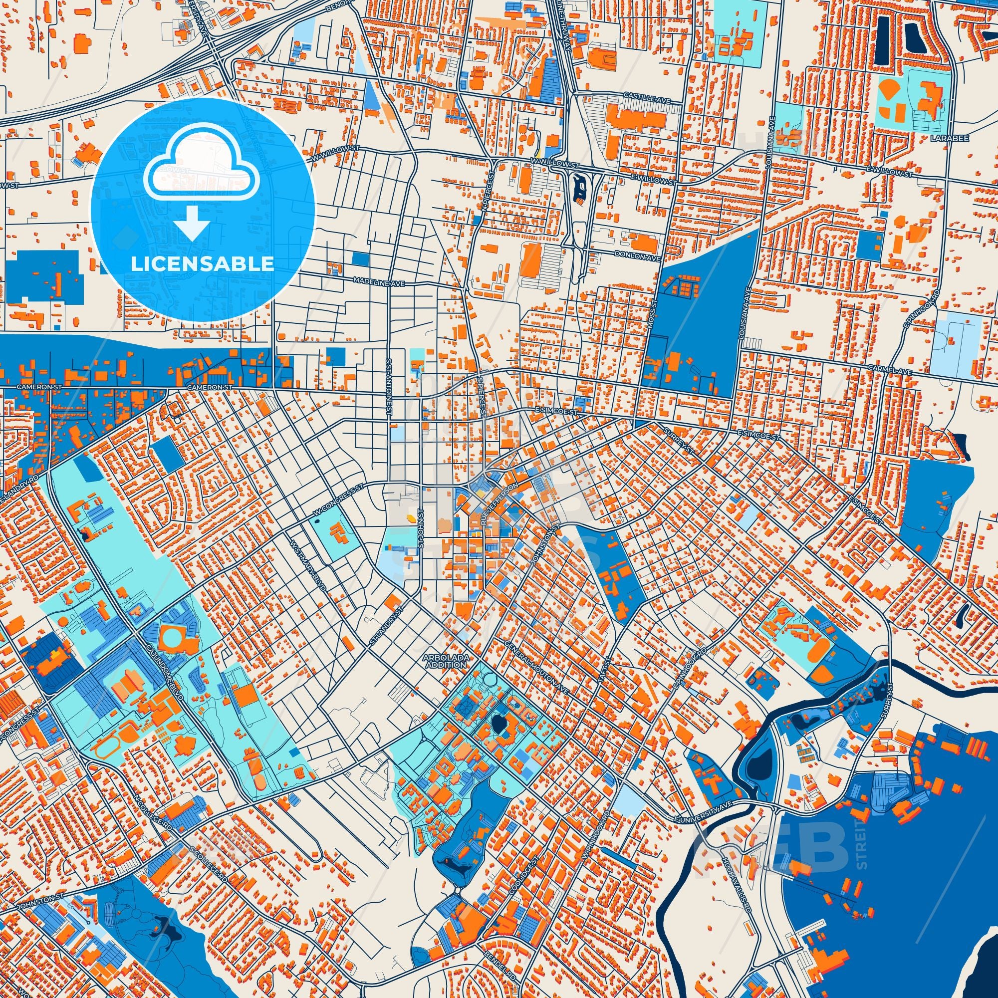 Colorful Lafayette Street Map With Labels And Buildings – HEBSTREITS