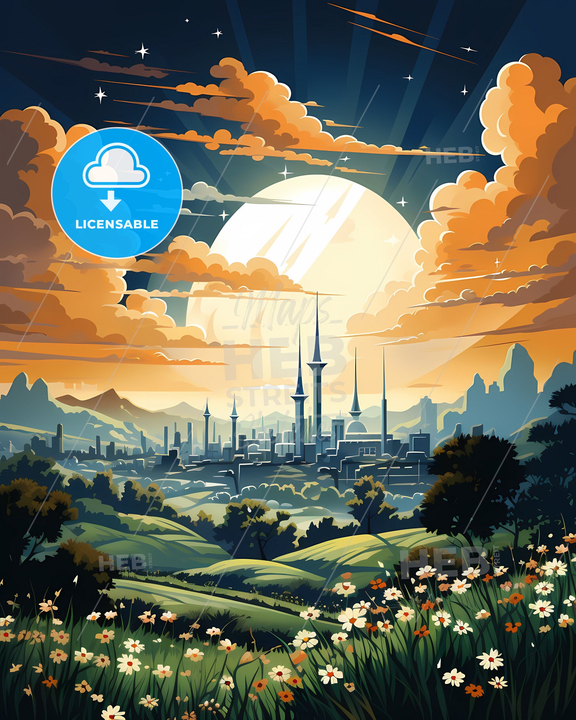 Vibrant Skyline Of Lahore Pakistan: An Artistic Expression Of A ...