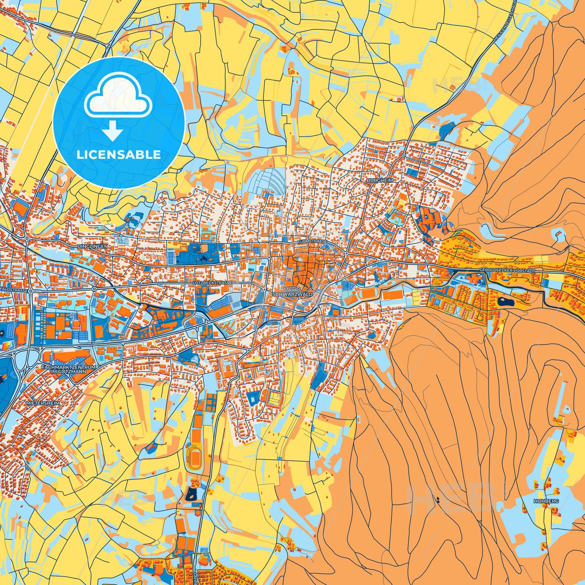 Colorful Lahr/Schwarzwald Street Map - Digital Download – HEBSTREITS
