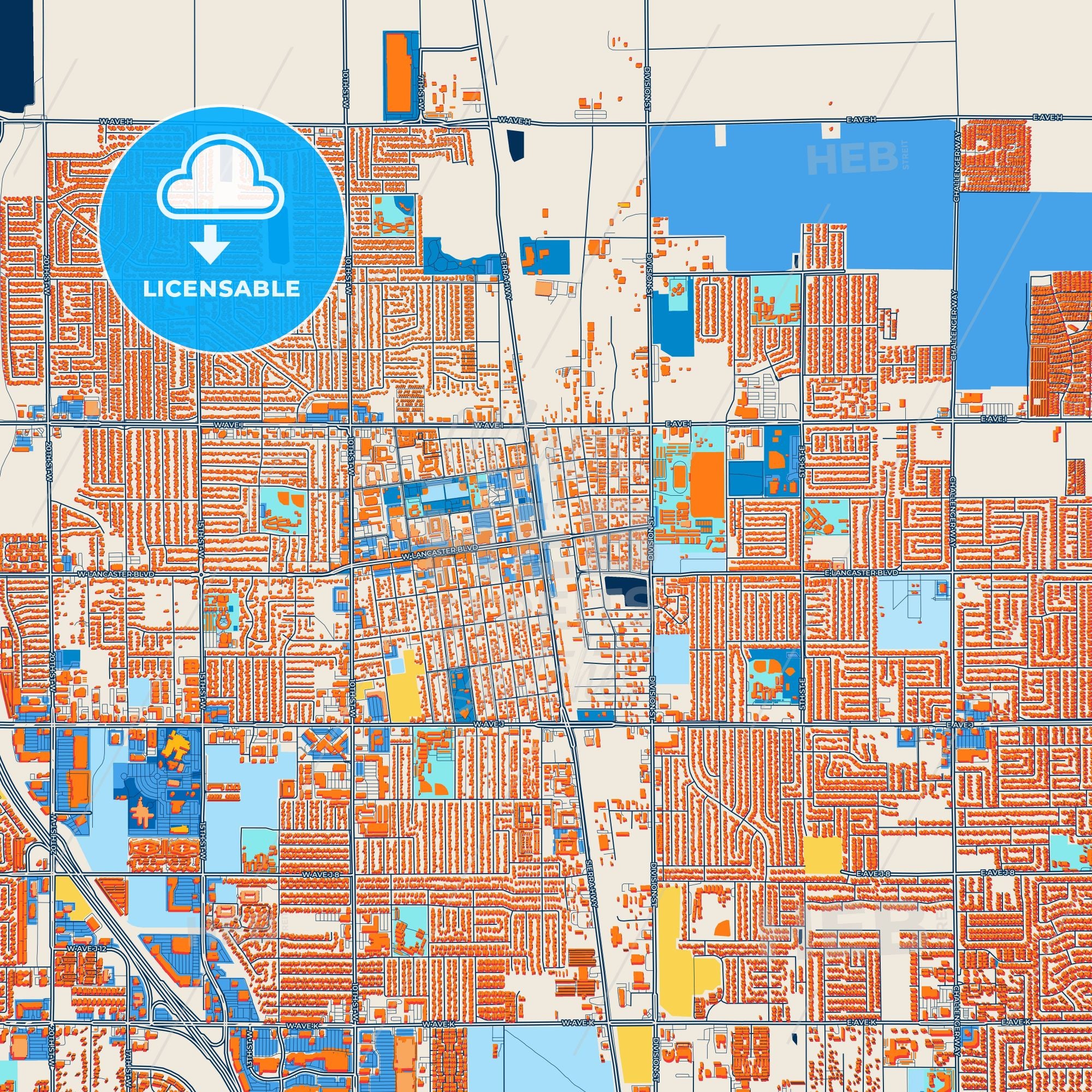 Colorful Lancaster Street Map With Labels And Buildings – HEBSTREITS