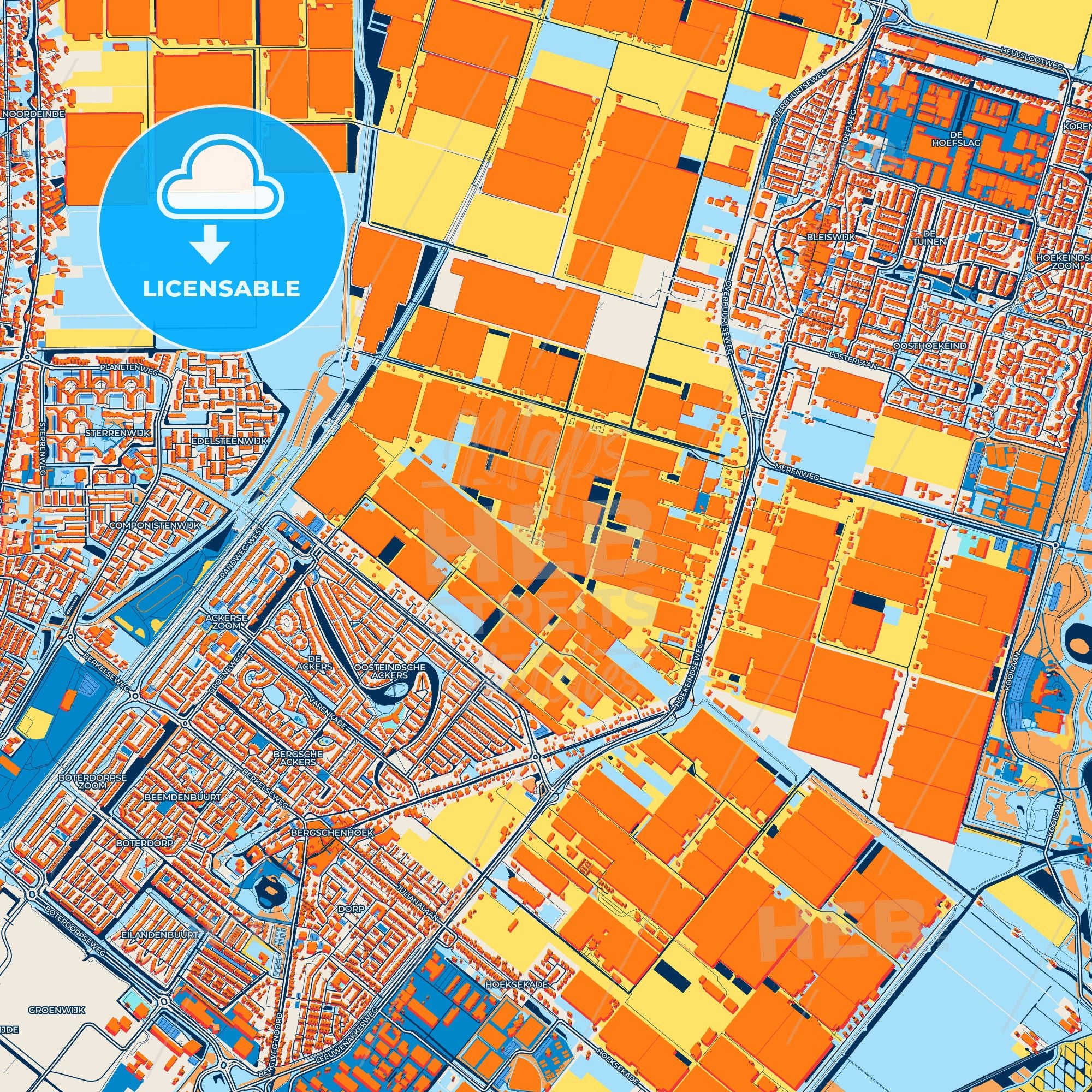 Colorful Lansingerland Street Map - Digital Download – HEBSTREITS