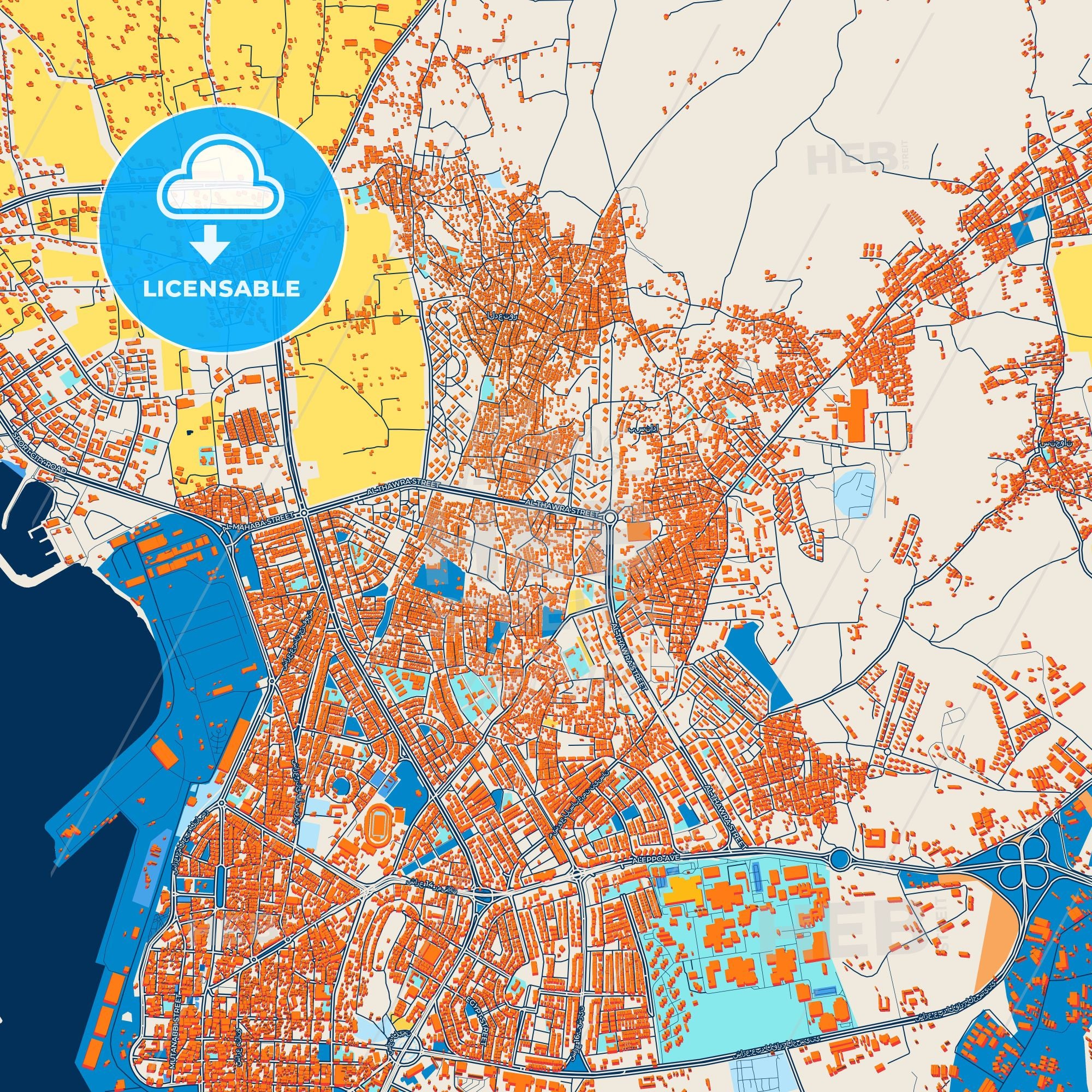Colorful Latakia Street Map - Digital Download – HEBSTREITS