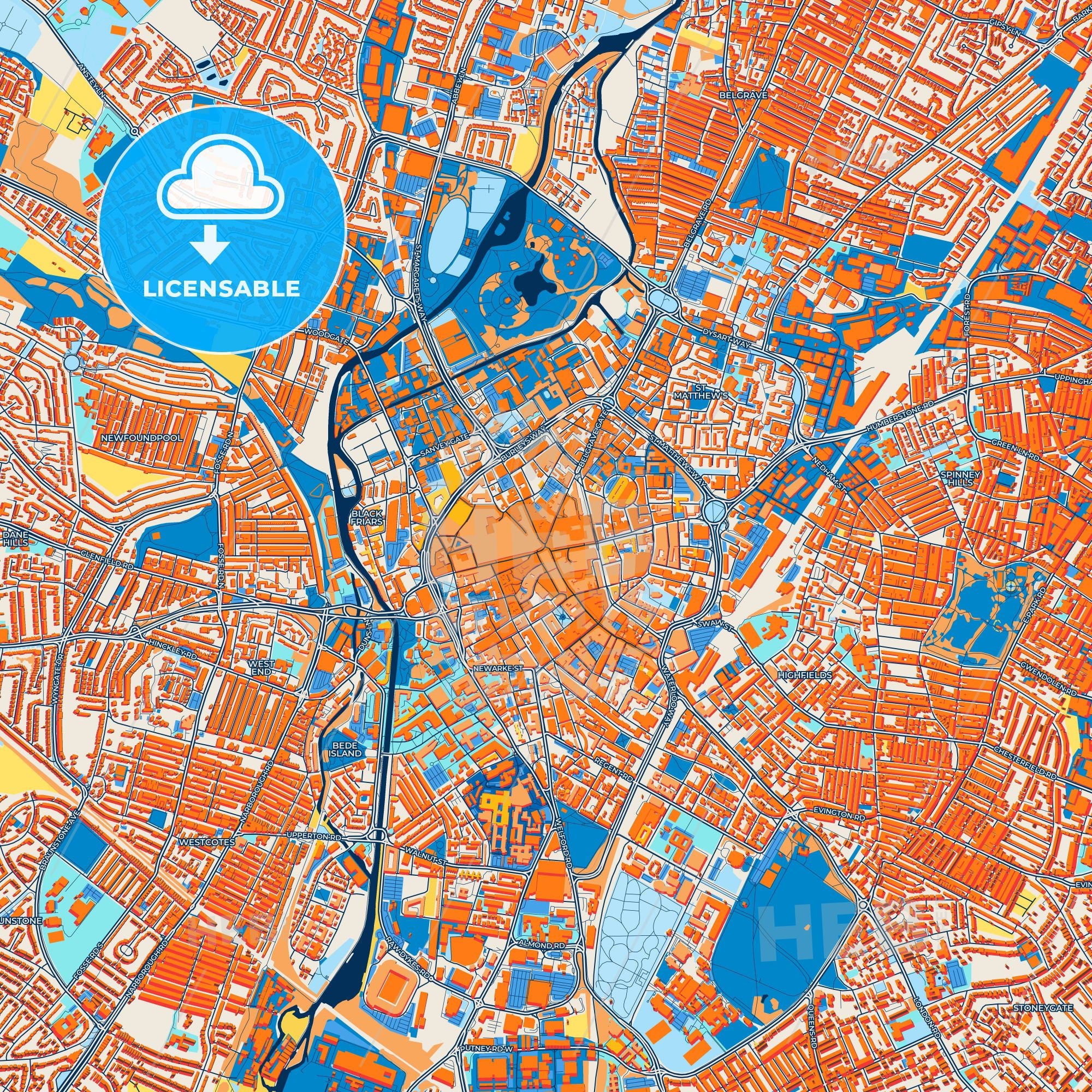 Colorful Leicester Street Map - Digital Download – HEBSTREITS
