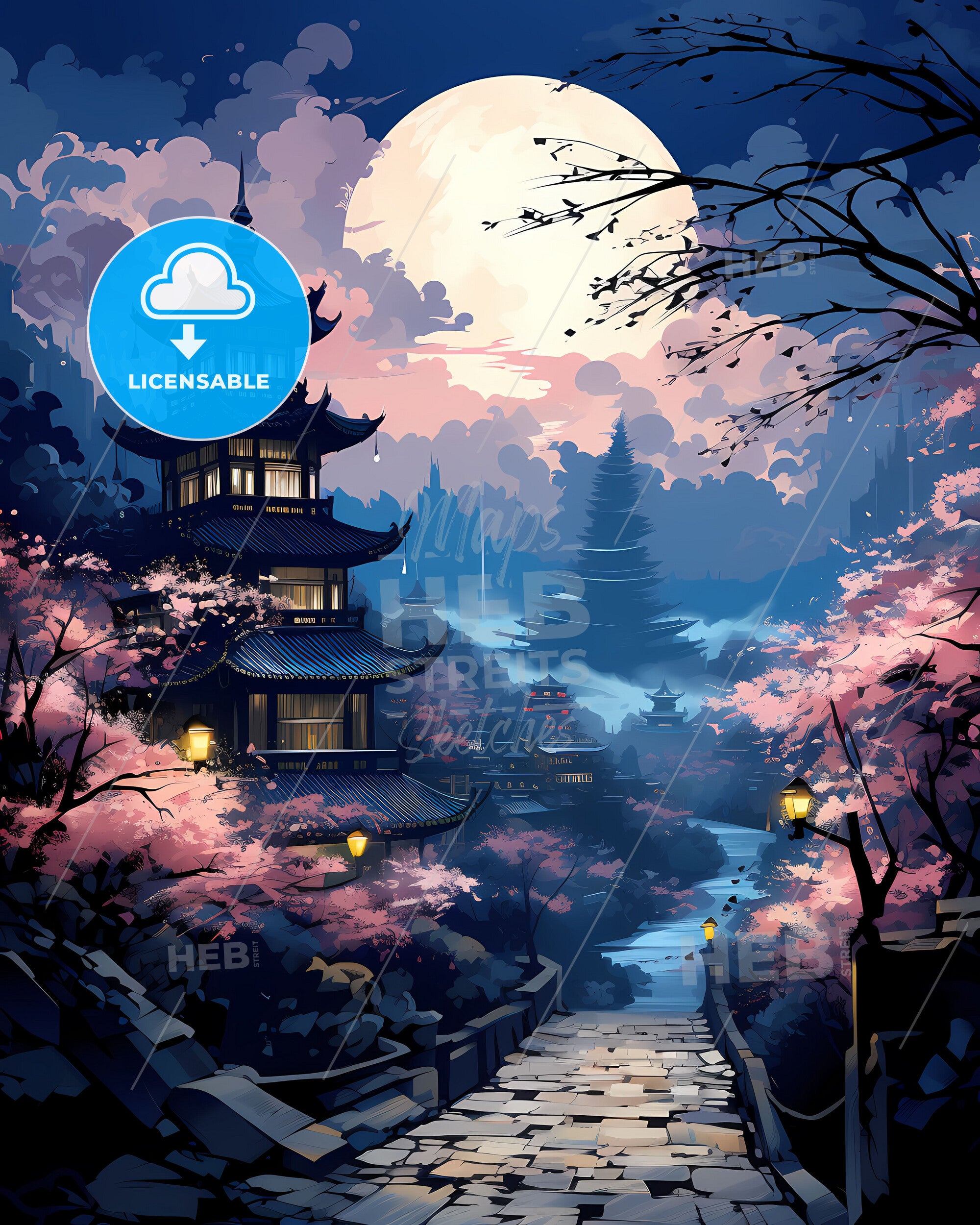 Linhai China Skyline: Explore the Beauty of a Forest Pagoda Painting ...