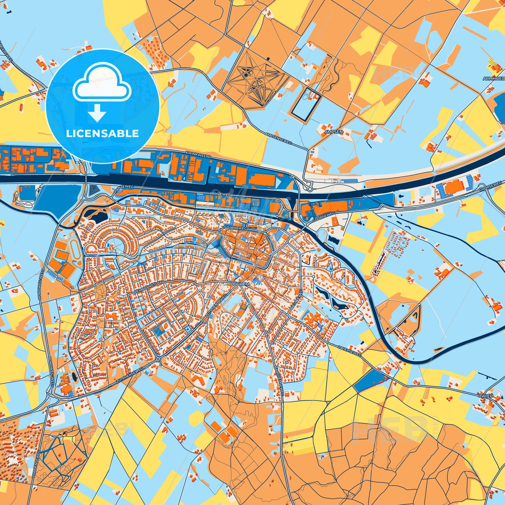 Colorful Lochem Street Map - Digital Download – HEBSTREITS