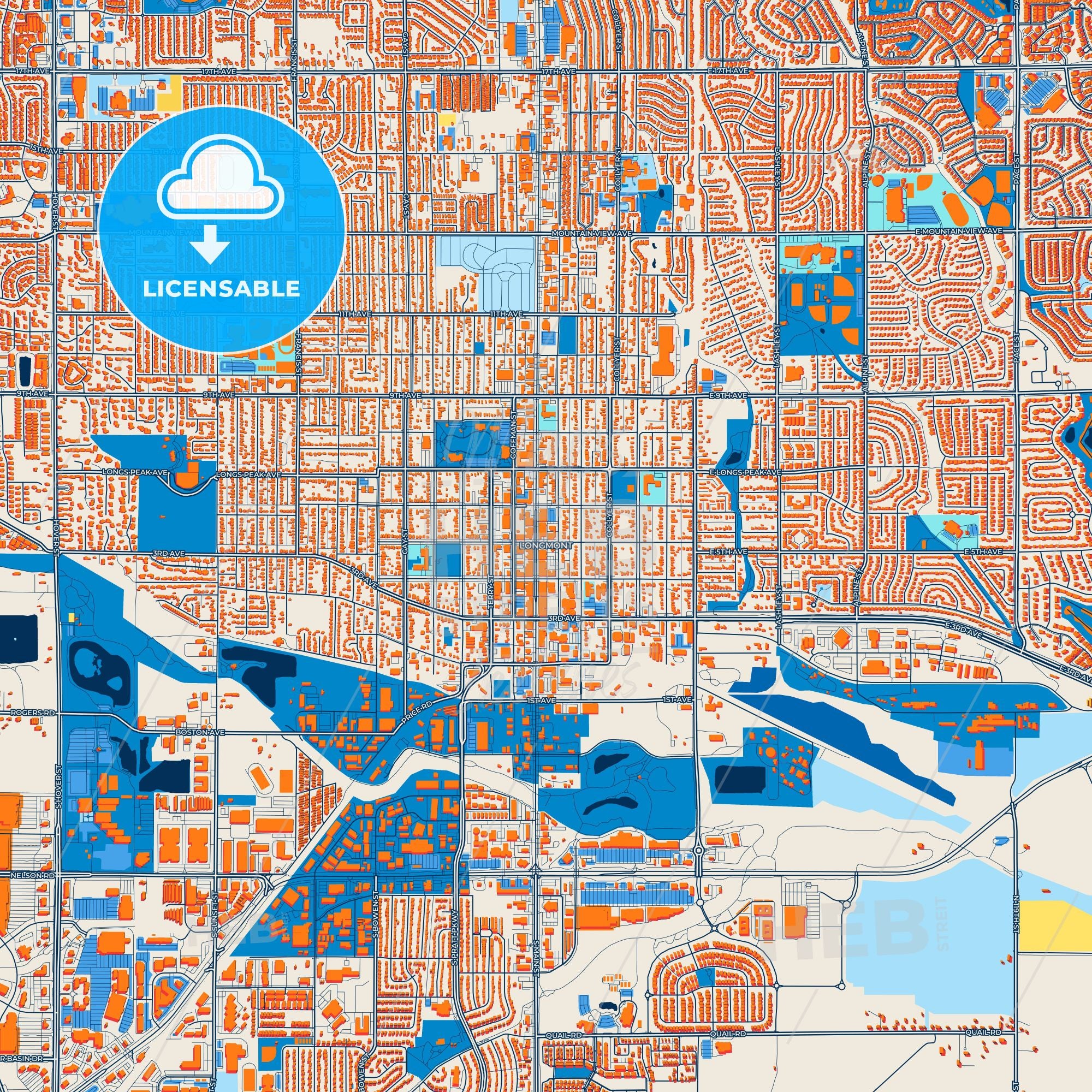 Colorful Longmont Street Map - Digital Download – HEBSTREITS
