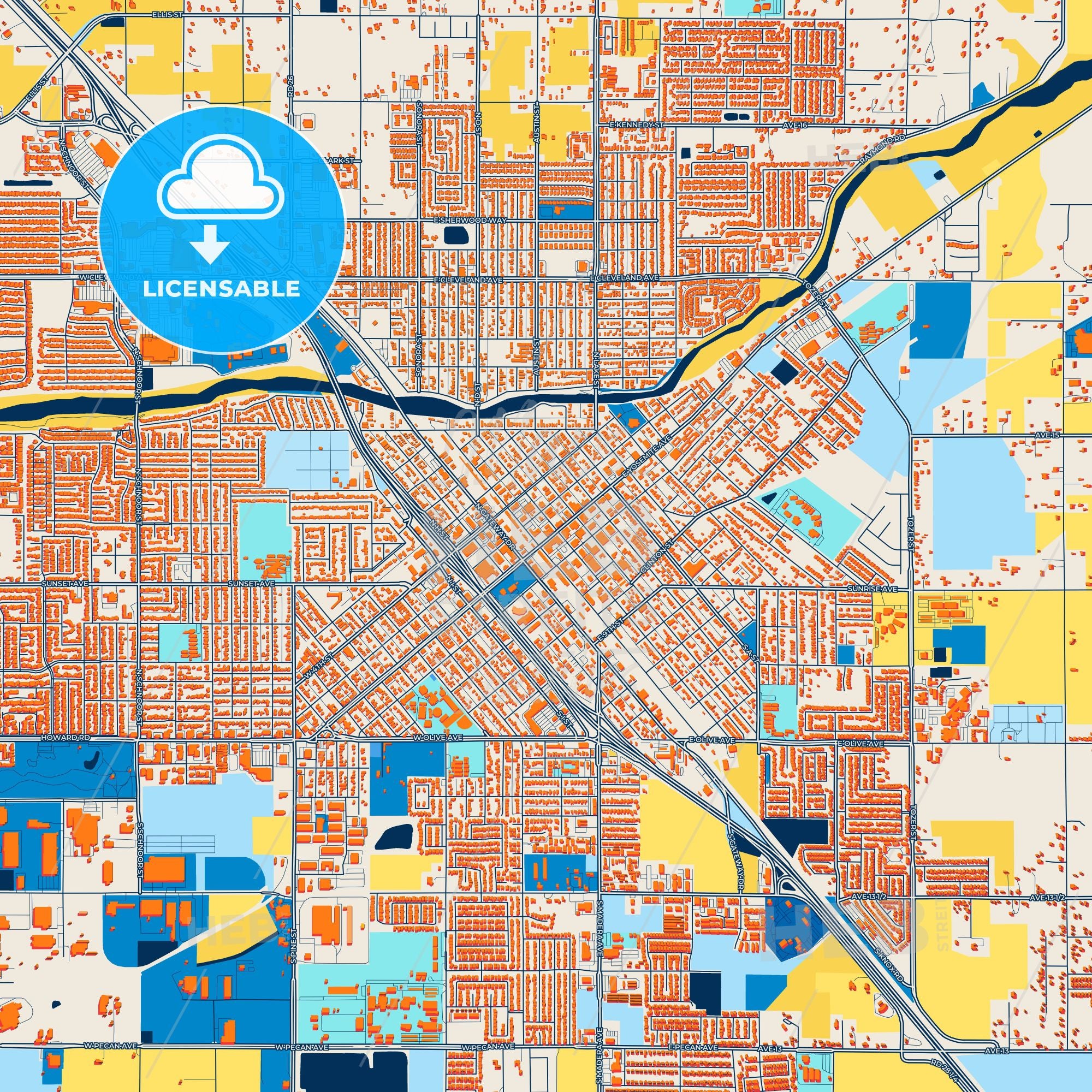 Colorful Madera Street Map - Digital Download – HEBSTREITS
