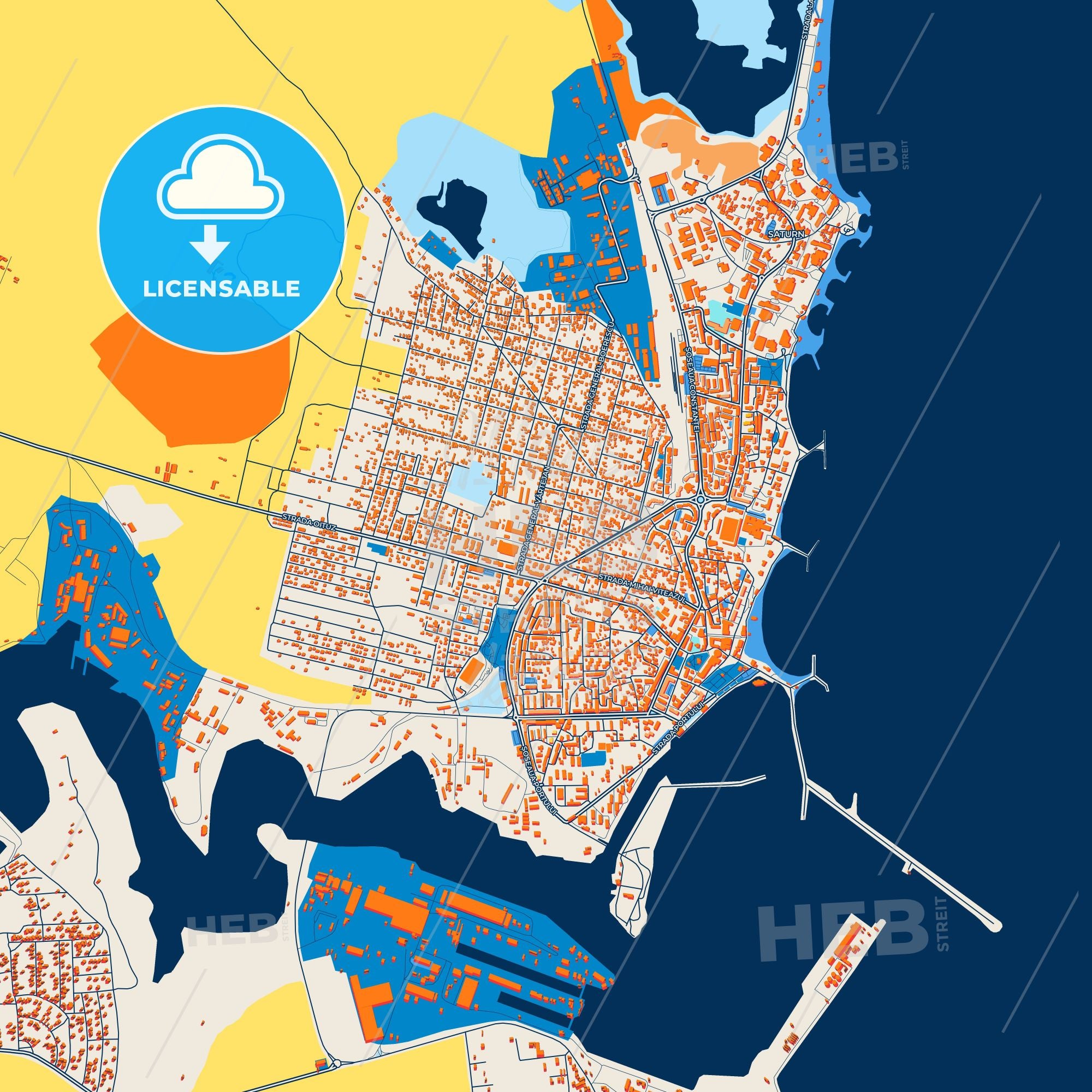 Colorful Mangalia Street Map - Digital Download – HEBSTREITS
