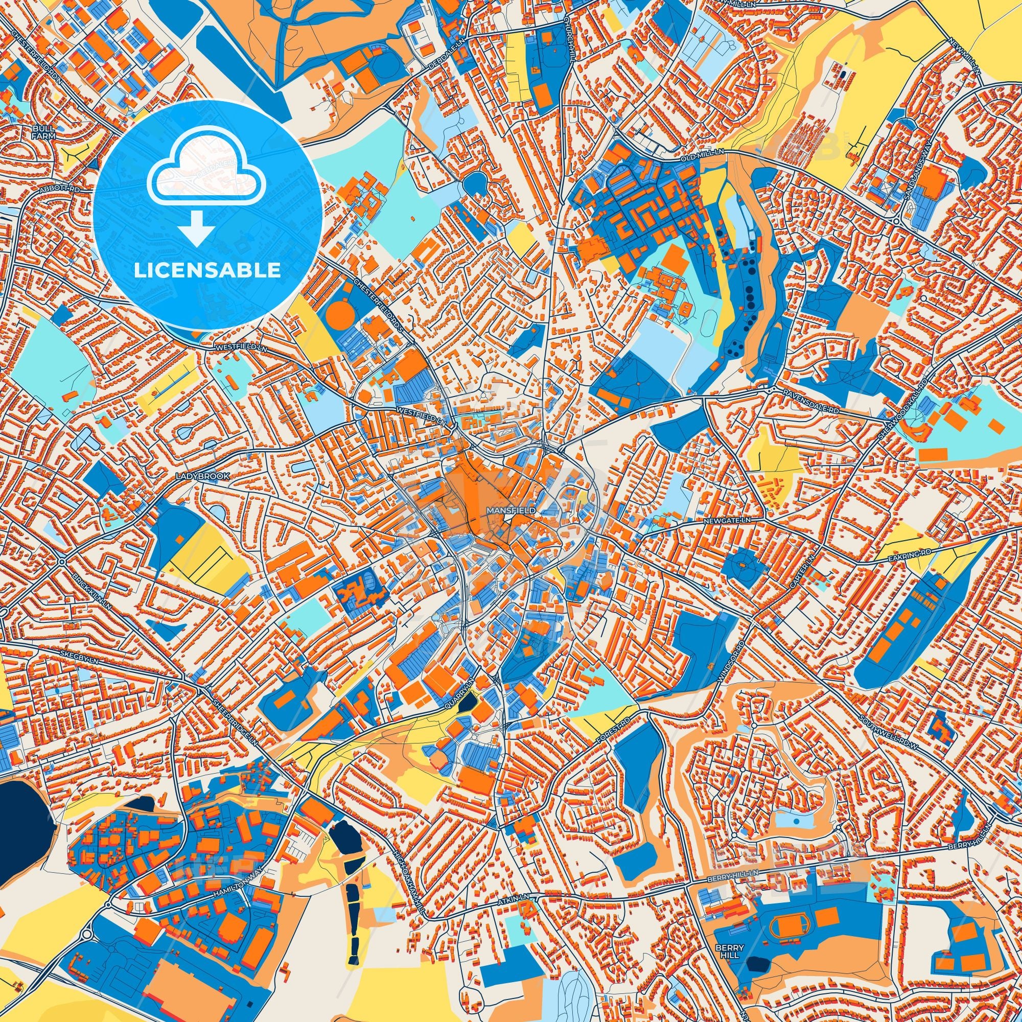Colorful Mansfield Street Map - Digital Download – HEBSTREITS