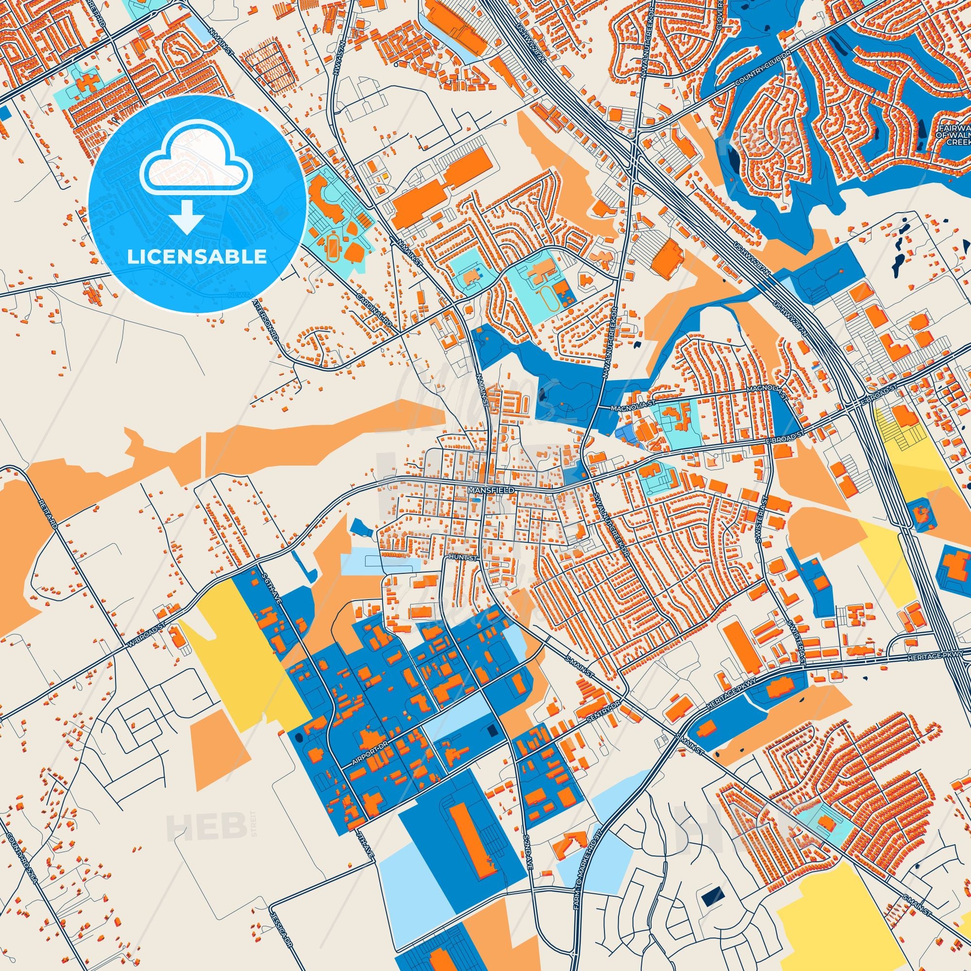 Colorful Mansfield Street Map - Digital Download – HEBSTREITS
