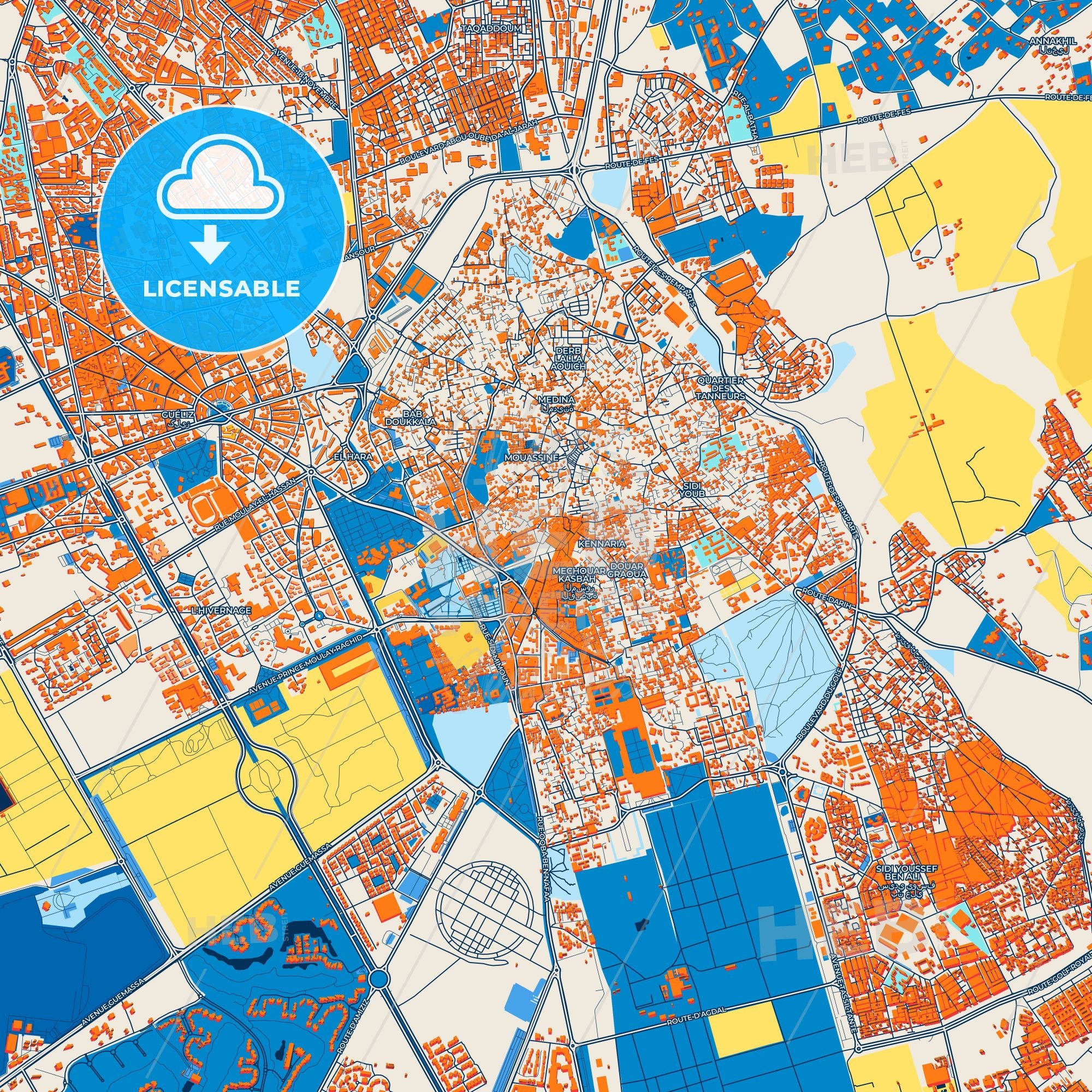Colorful Marrakesh Street Map - Digital Download – HEBSTREITS