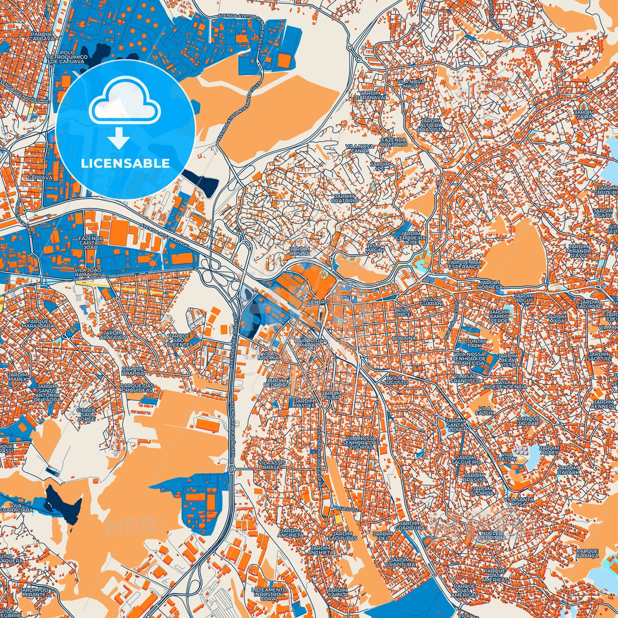 Colorful Maua Street Map With Labels And Buildings – HEBSTREITS