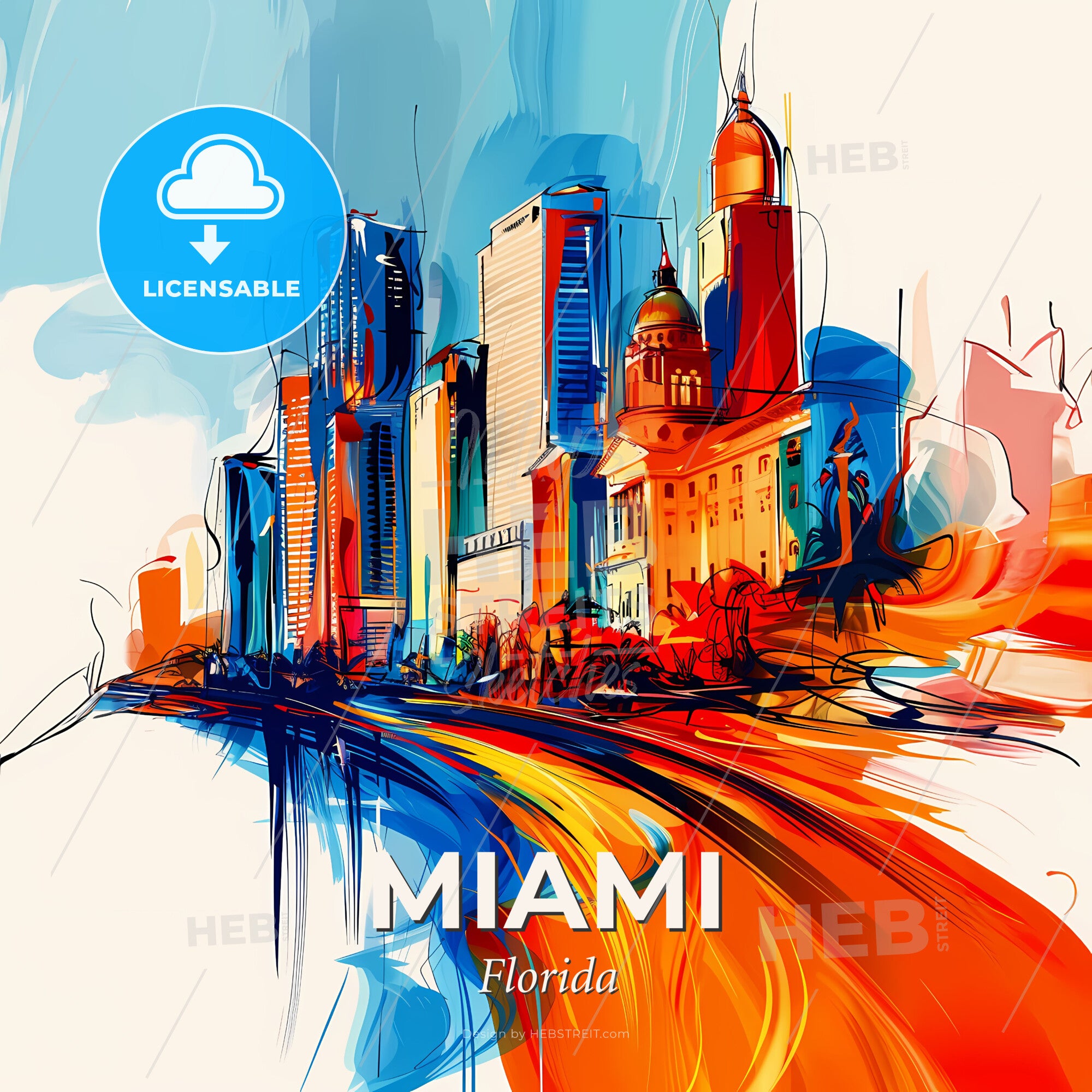 Vibrant Miami, Florida - A Colorful Cityscape With A Road – HEBSTREITS