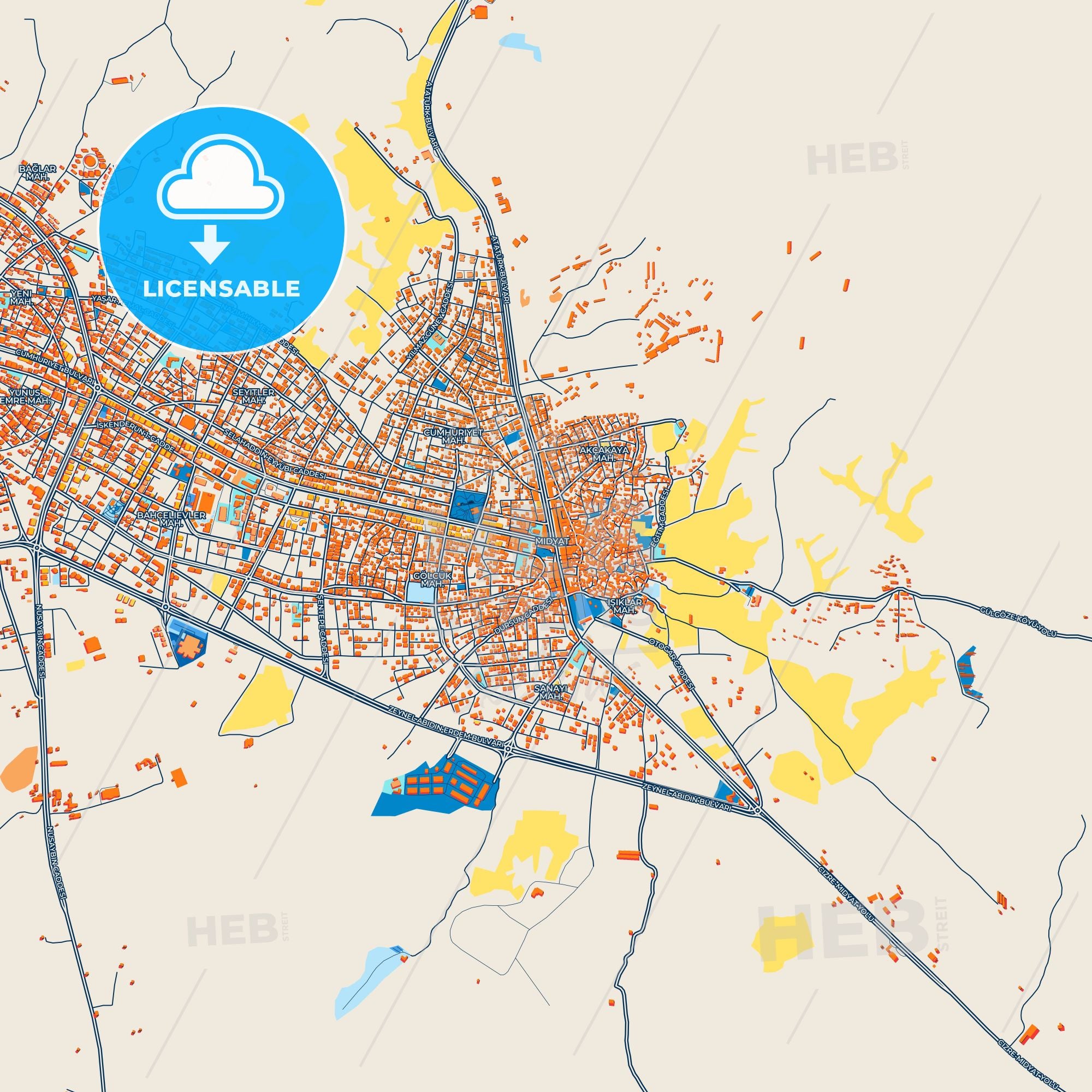 Colorful Midyat Street Map - Digital Download – HEBSTREITS