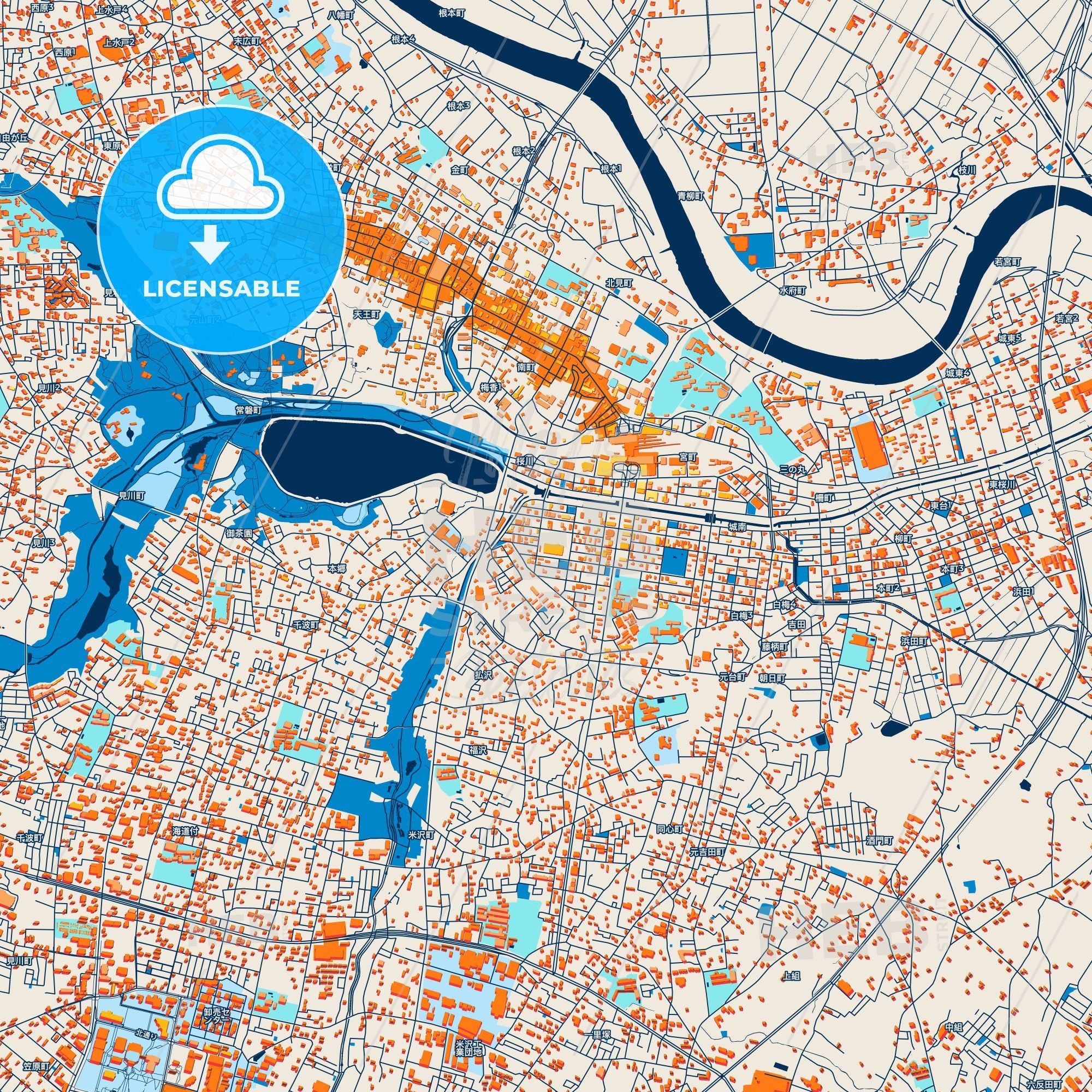 Colorful Mito Street Map - Digital Download – HEBSTREITS